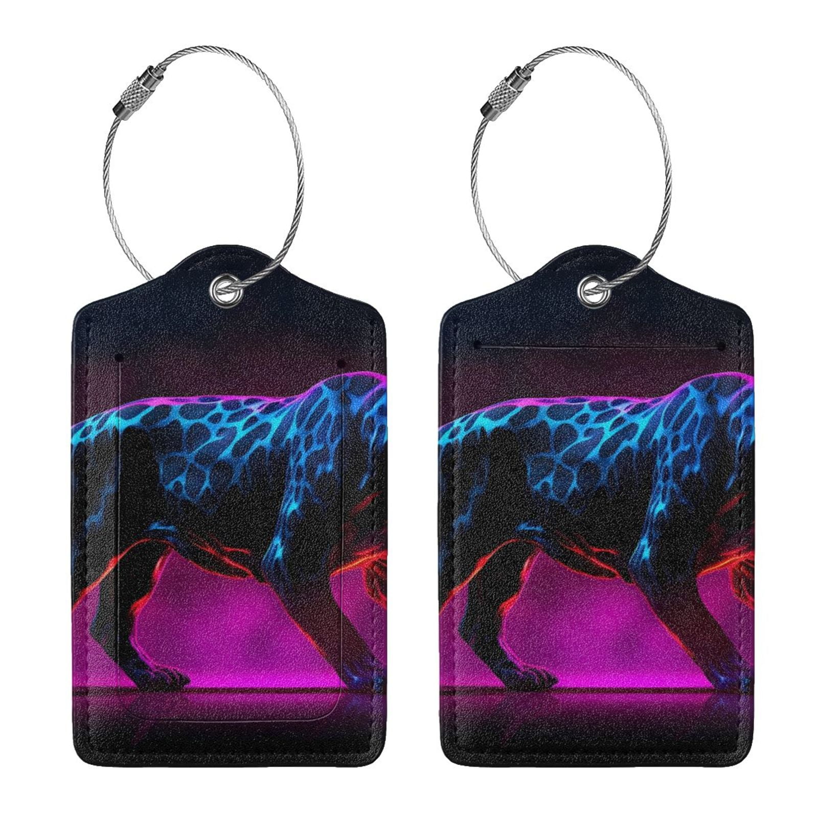 Rocae Futuristic Purple Panther A、 for Leather Luggage Baggage Tags ID ...