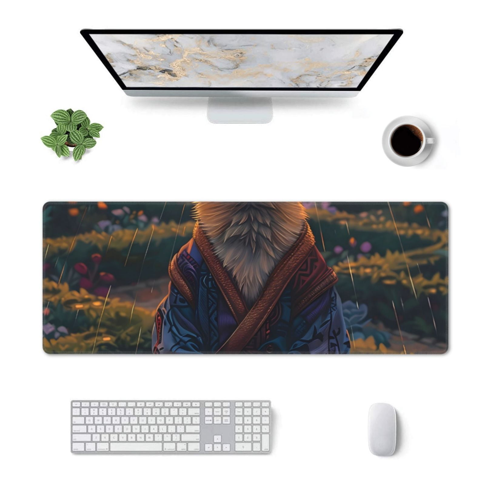 Rocae Garden Meditating Weasel for Gaming Mouse Pad, Mouse Pad Large, Office Computer Keyboard ...