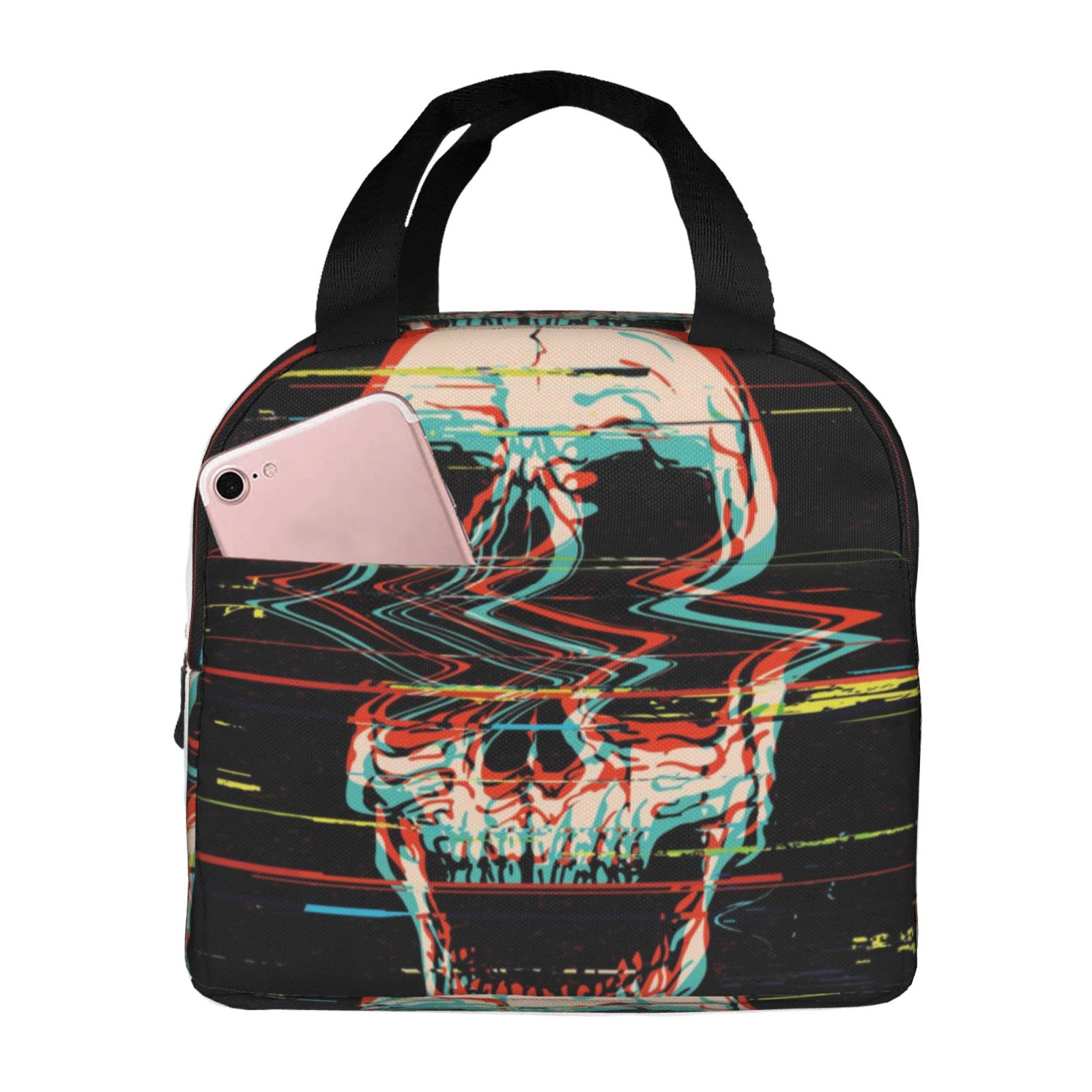 Rocae Glitch Screaming Skull for Insulated Lunch Bag for Women Men ...