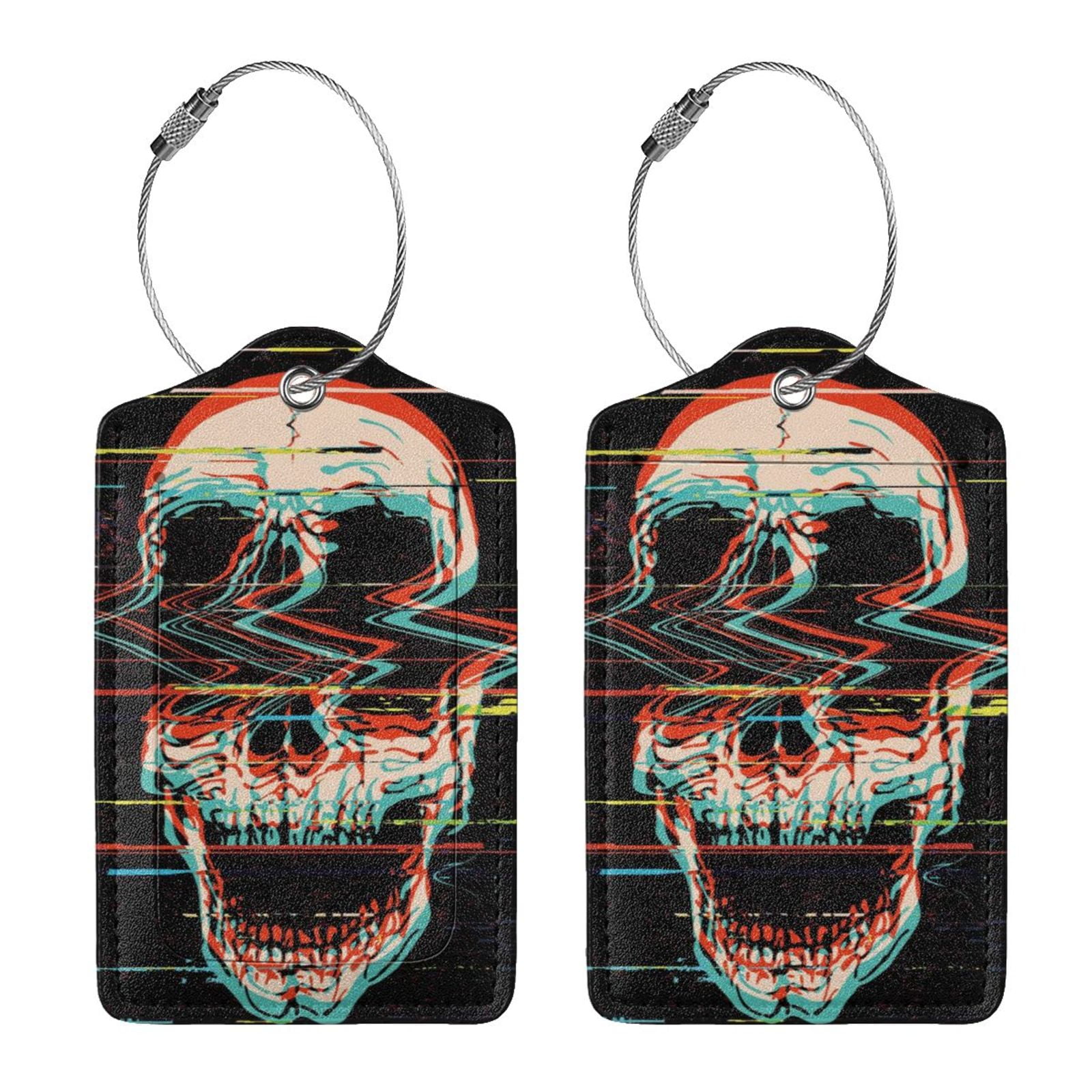 Rocae Glitch Screaming Skull for Leather Luggage Baggage Tags ID Label ...