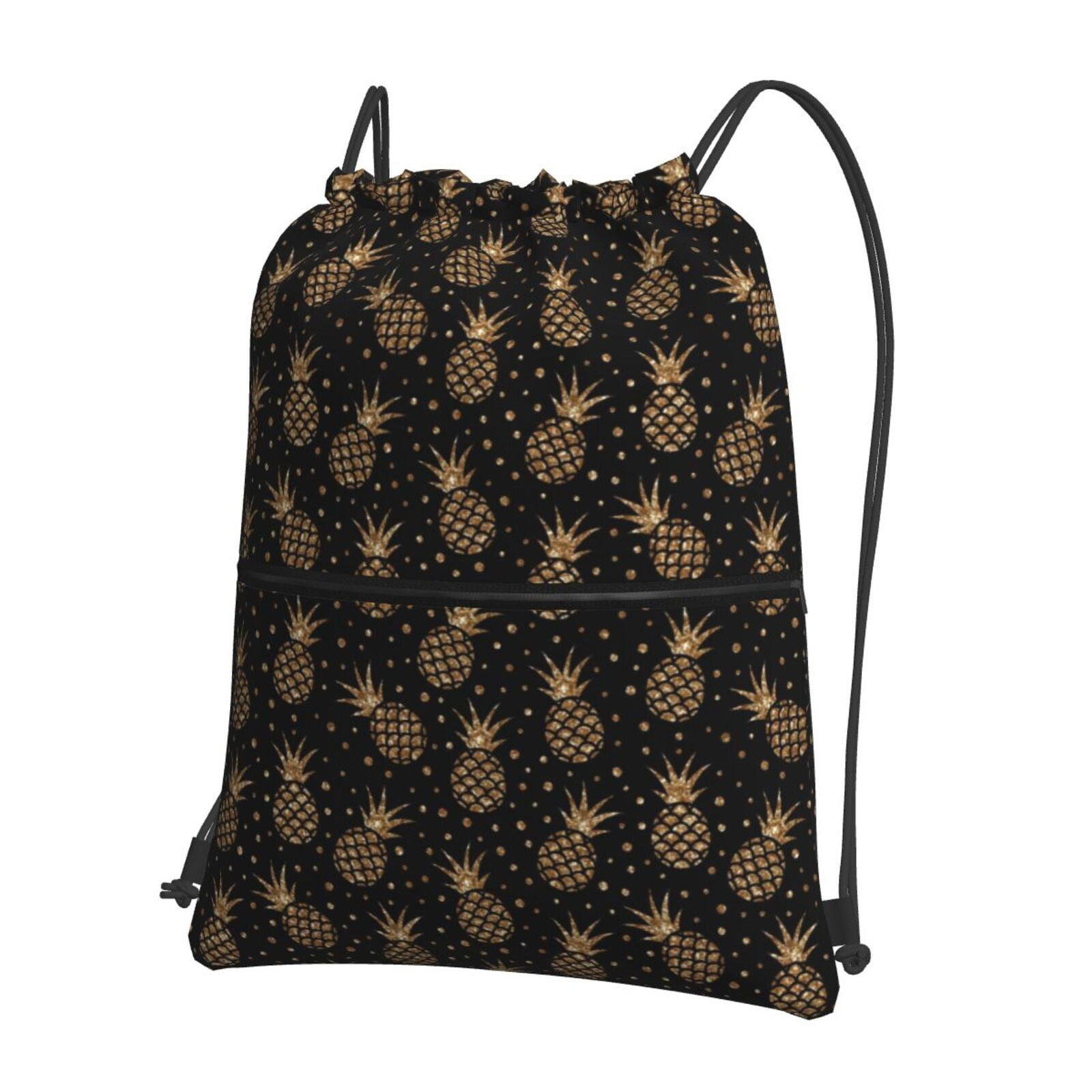 Rocae Gold Glitter Pineapples for Drawstring zipper Backpack Gym ...