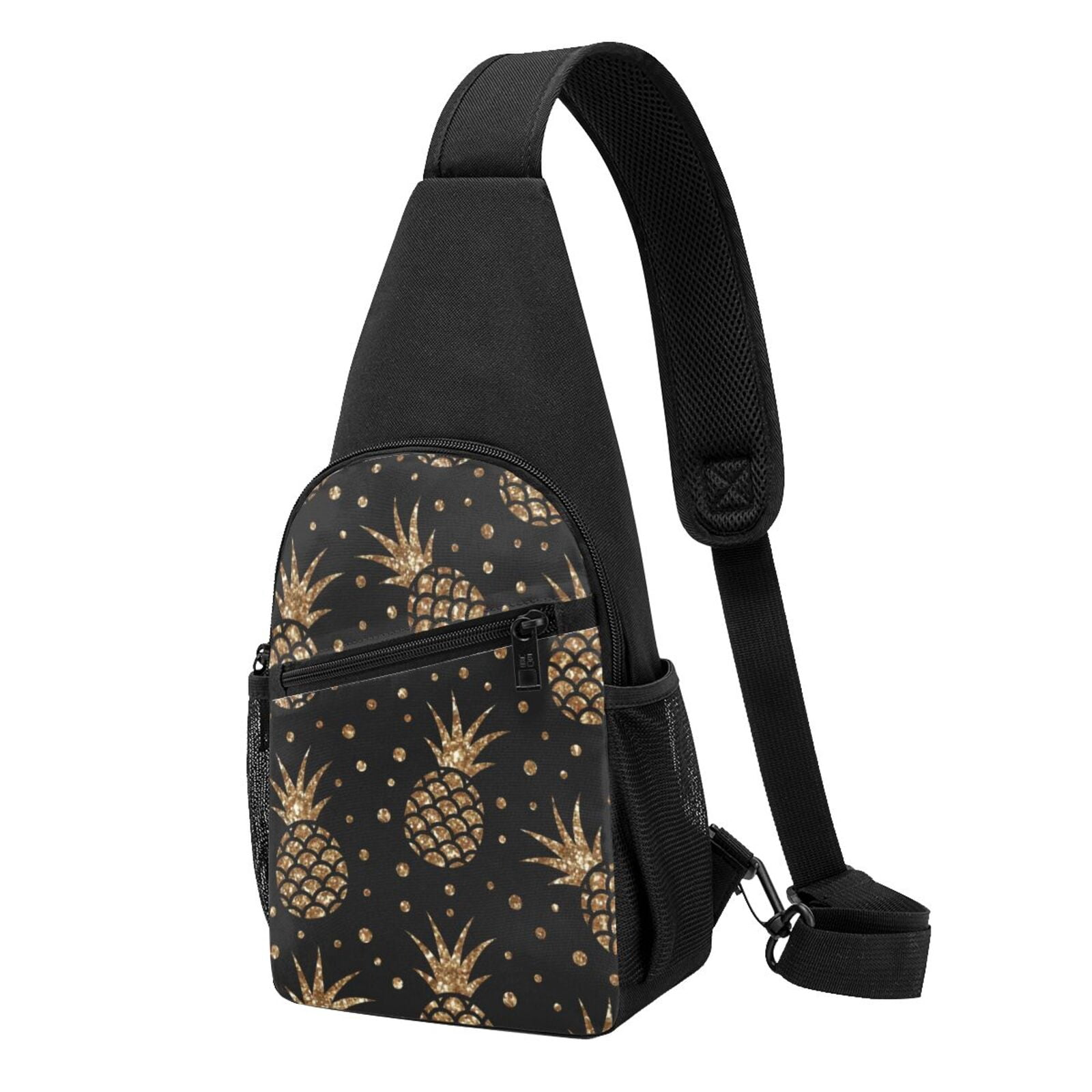 Rocae Gold Glitter Pineapples for Sling Bag Chest Shoulder Backpack ...