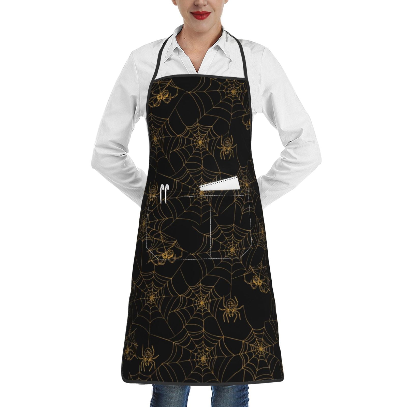 Rocae Gold Spiders And Cobwebs for Kitchen Aprons for Women Adjustable ...