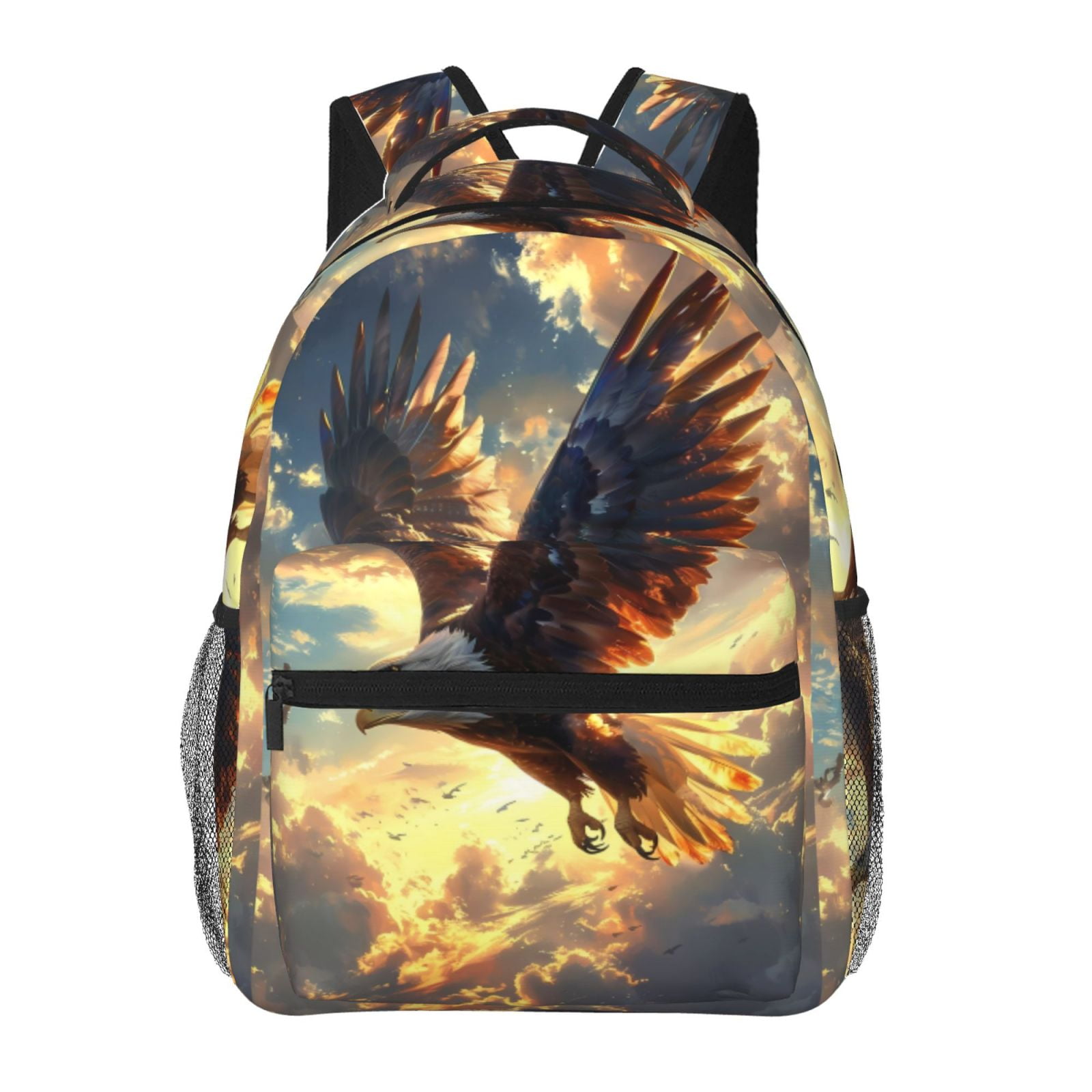 Rocae Golden Sky Bald Eagle Print Lightweight Casual Backpack Travel ...