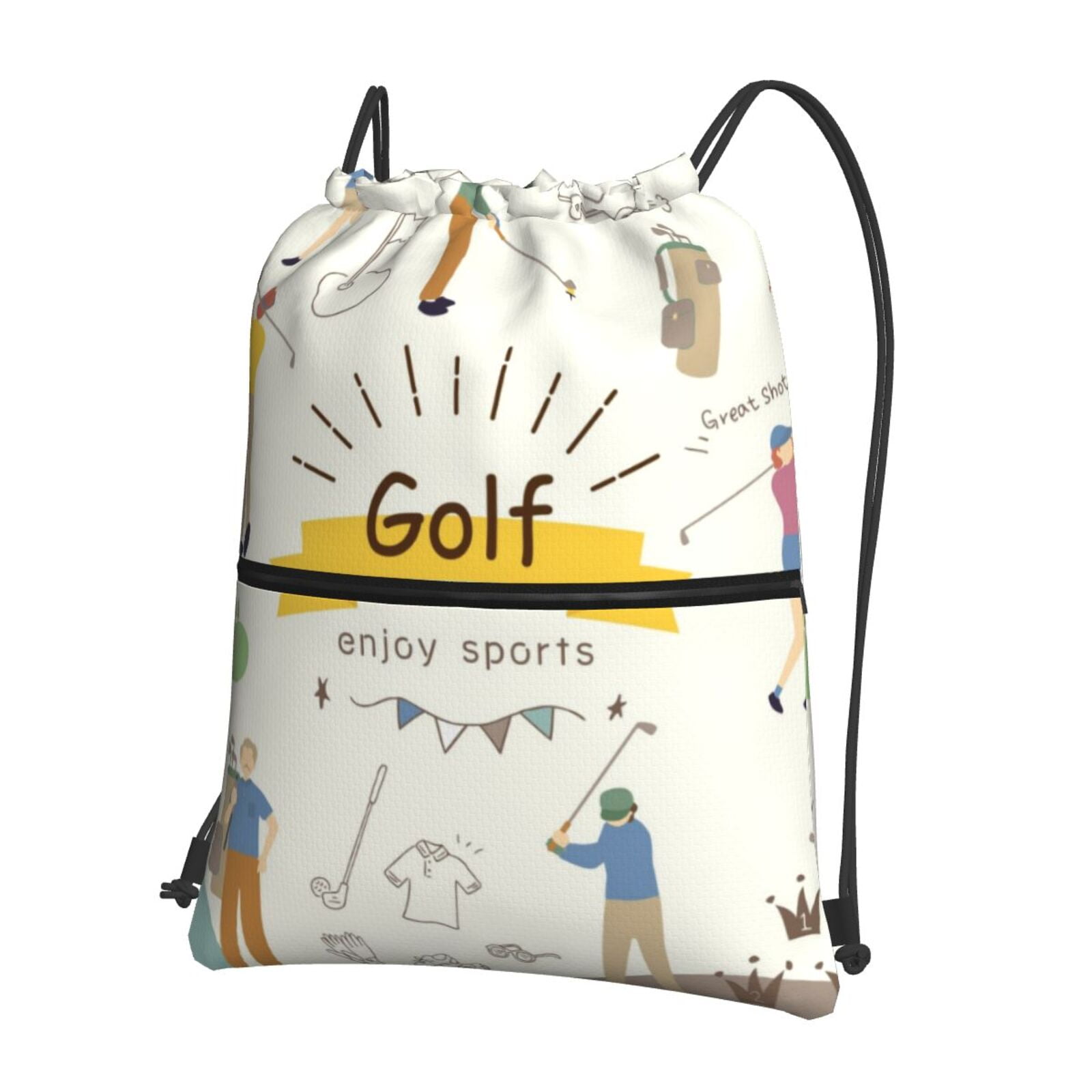 Rocae Golf Icons And Golfer for Drawstring zipper Backpack Gym Backpack ...