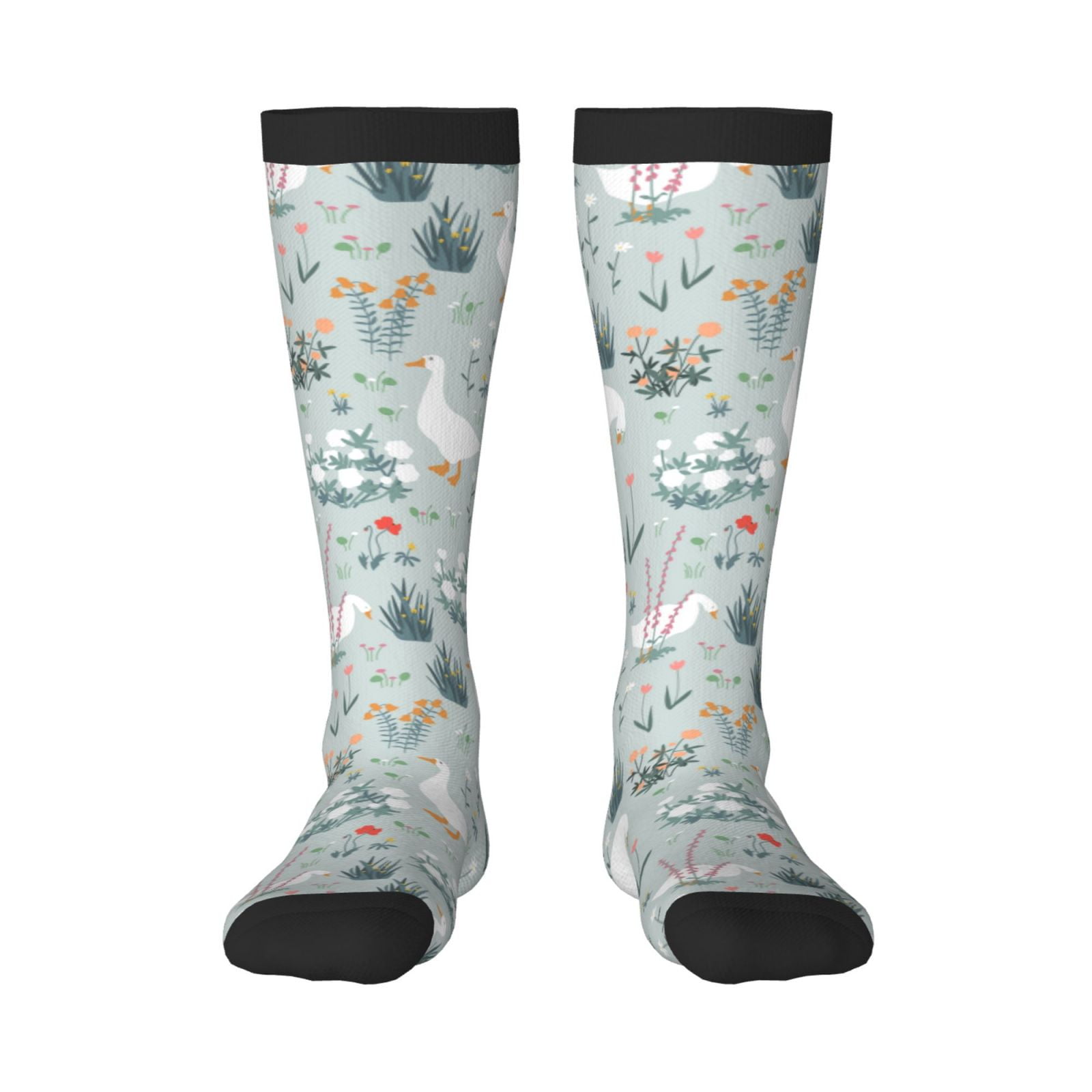 Rocae Goose and Doodle Flowers for Novelty Casual compression Socks For ...
