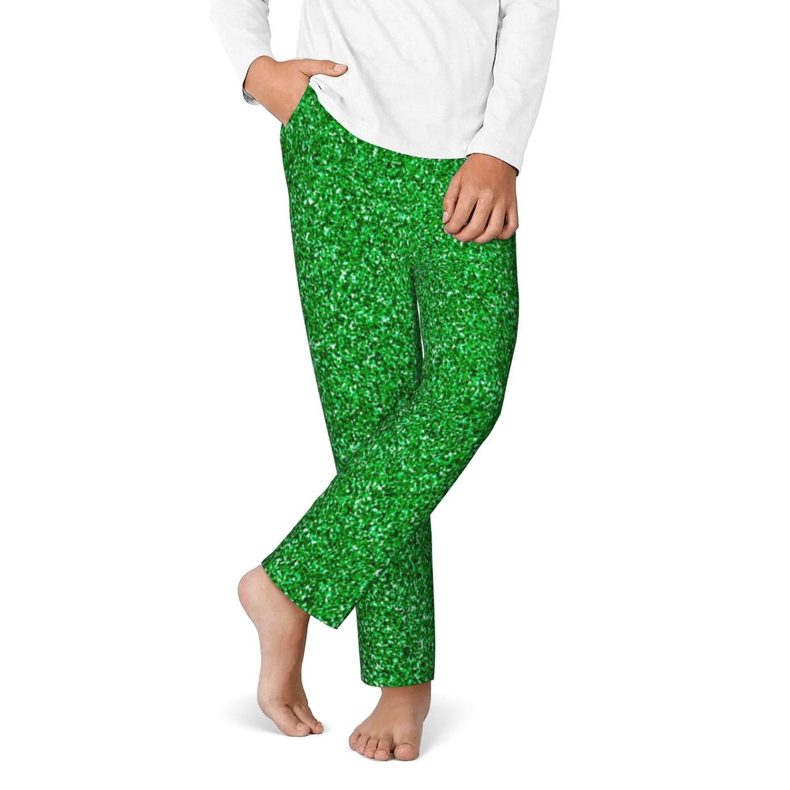 Rocae Green Sparkling Shiny for Teenagers' Pajama Pants,Girls lounge ...