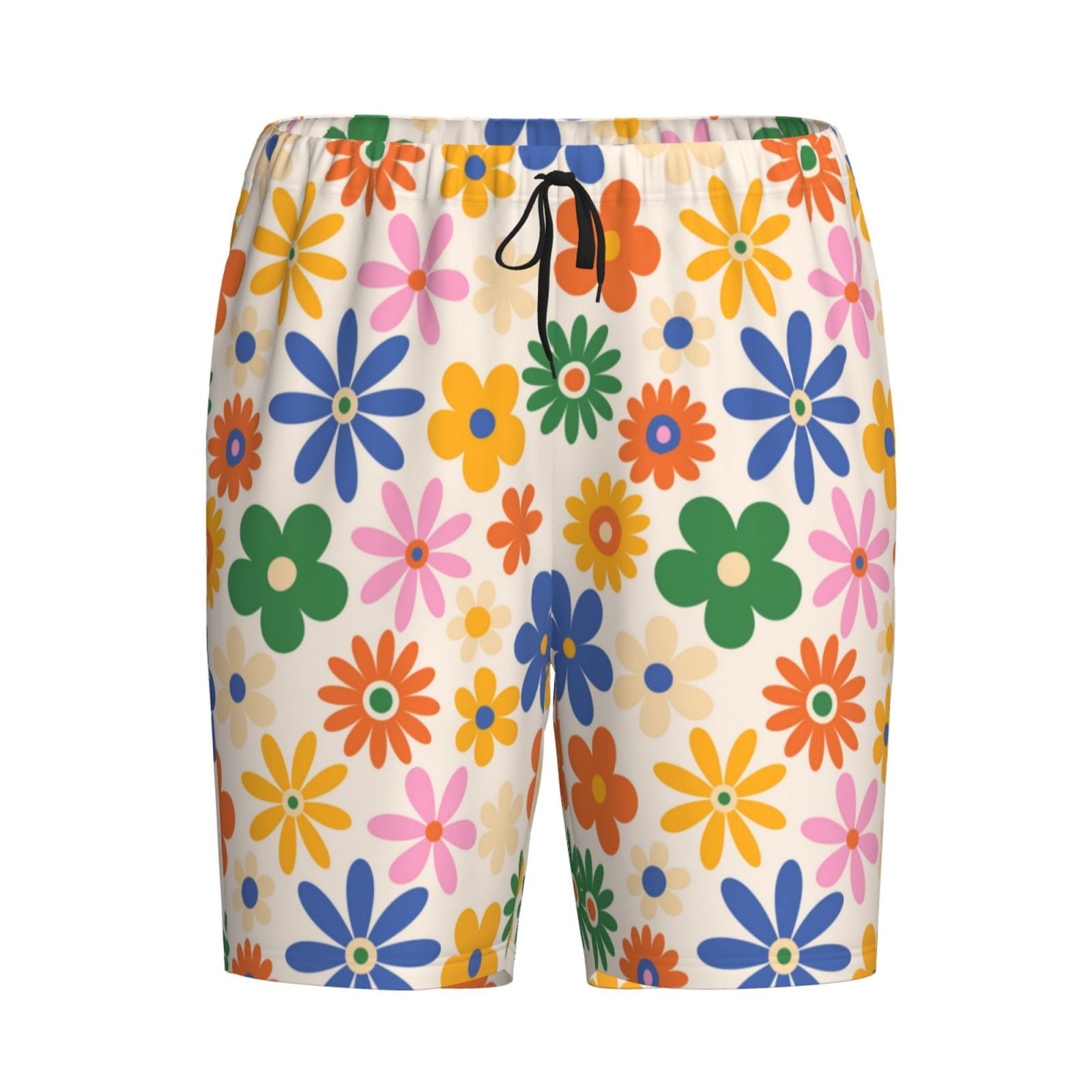 Rocae Groovy Daisy Flowers for Men's Soft Sleep Pajama Shorts ...