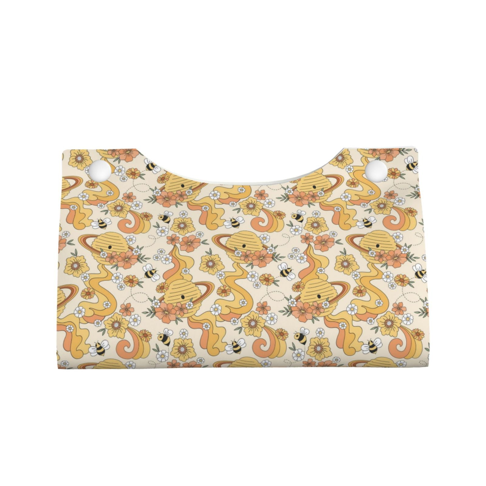 Rocae Groovy Floral Print Long Tissue Box Lid Durable Leather Tissue ...