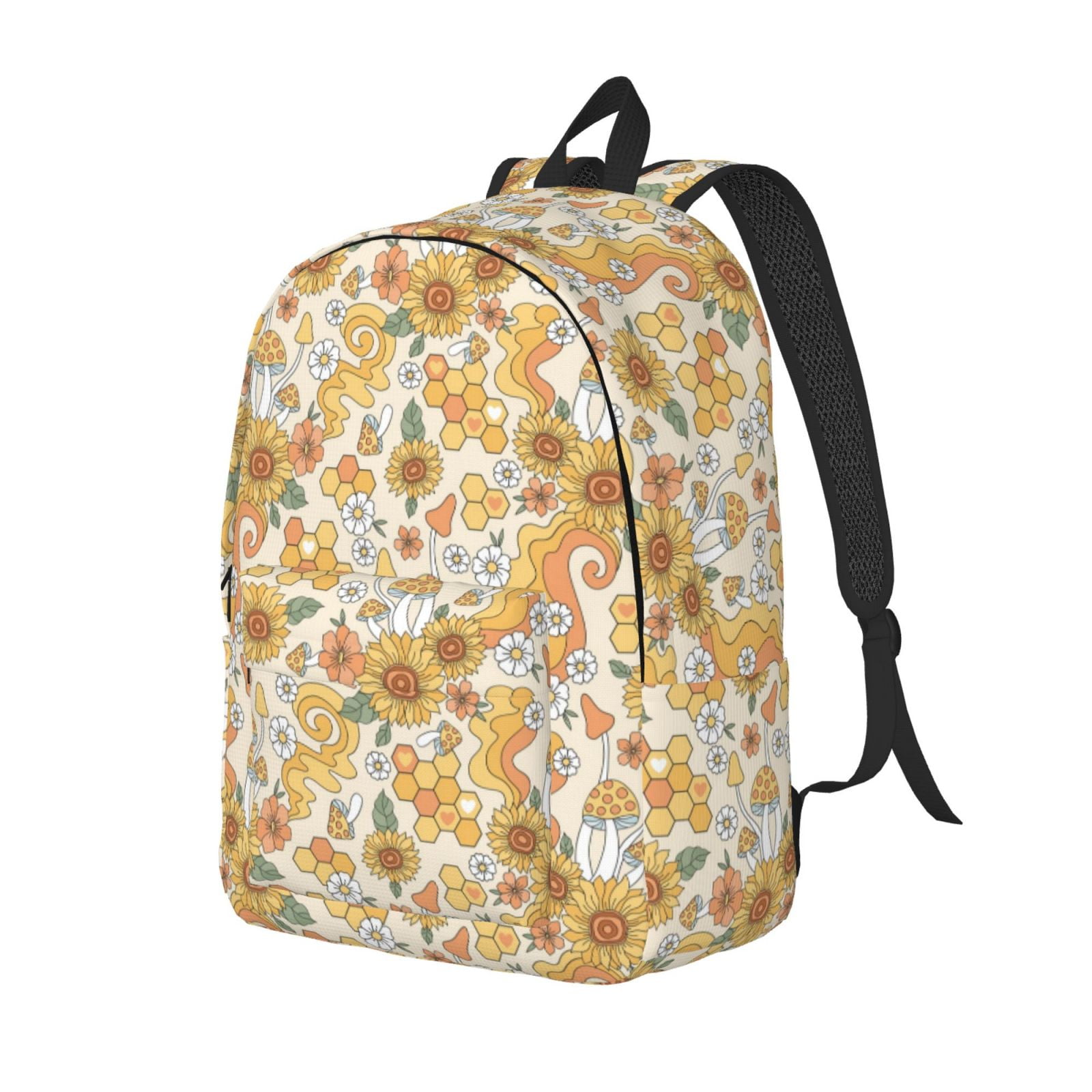 Rocae Groovy Hippie Flower Mushrooms for Canvas College Laptop Backpack ...