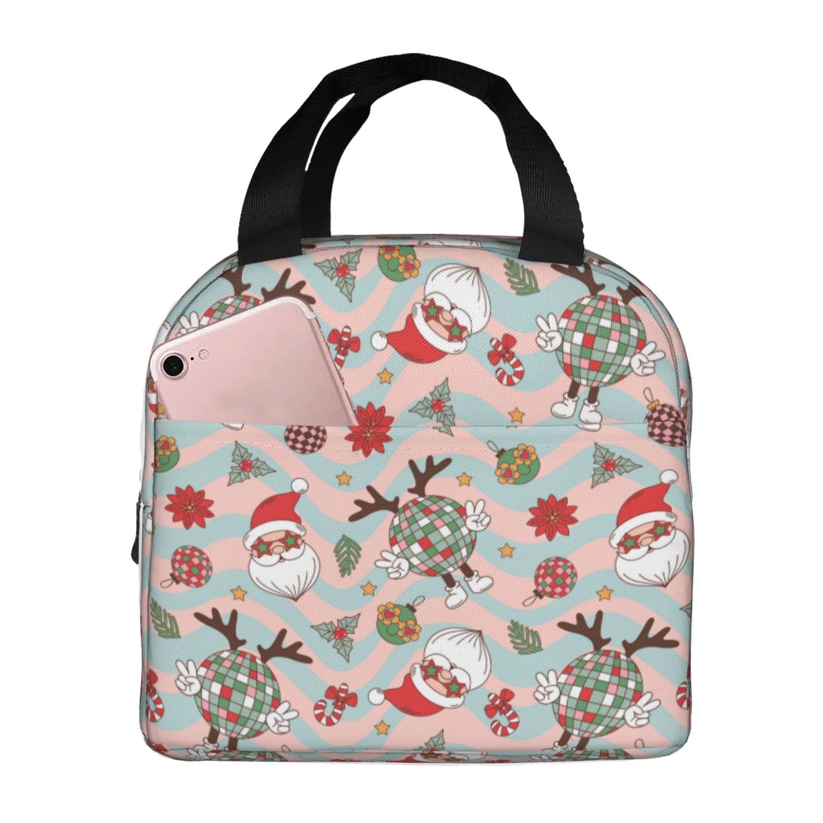 Rocae Groovy Retro Santa for Insulated Lunch Bag for Women Men,Large ...