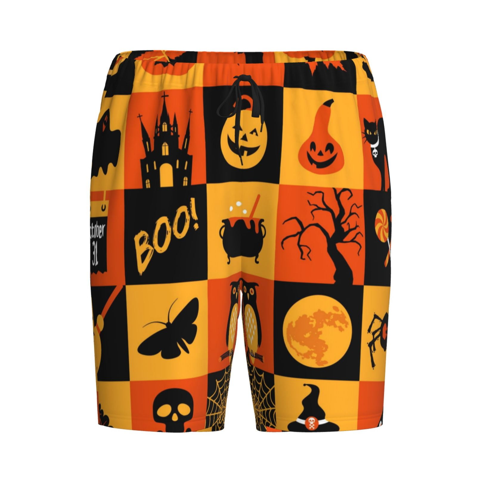 Rocae Halloween Banner Symbols for Men's Soft Sleep Pajama Shorts ...