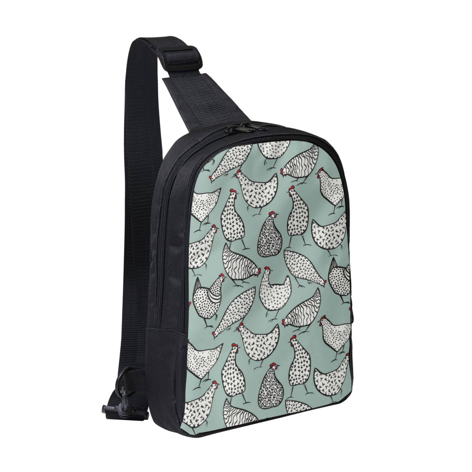 Rocae Hand Drawn Chickens for Lightweight Chest Bag Dual Pocket ...