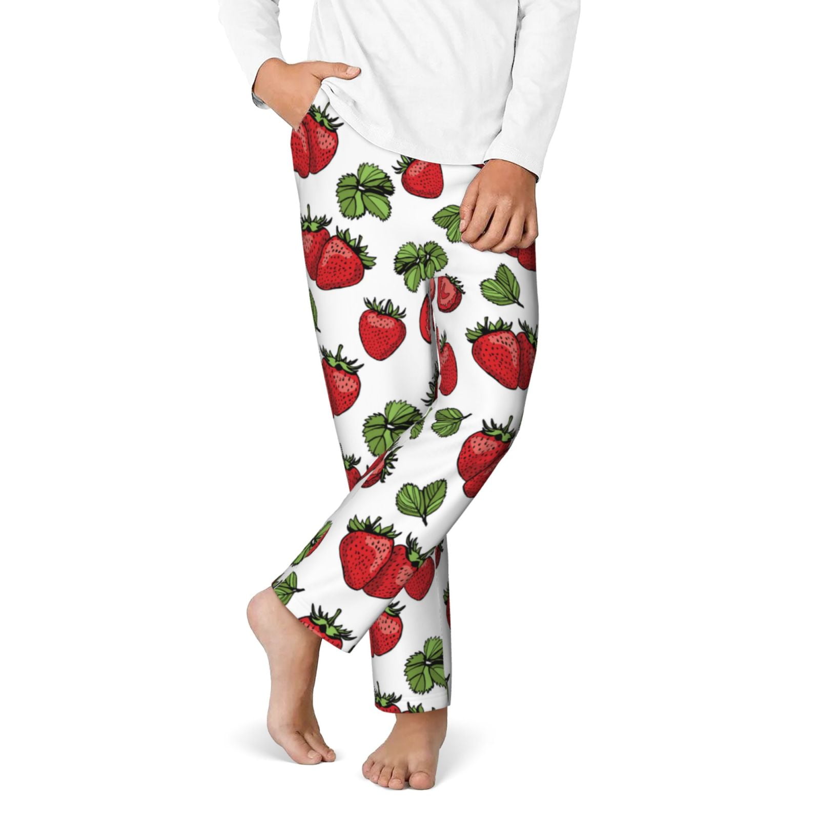 Rocae Hand Drawn Strawberry for Teenagers' Pajama Pants,Girls lounge ...