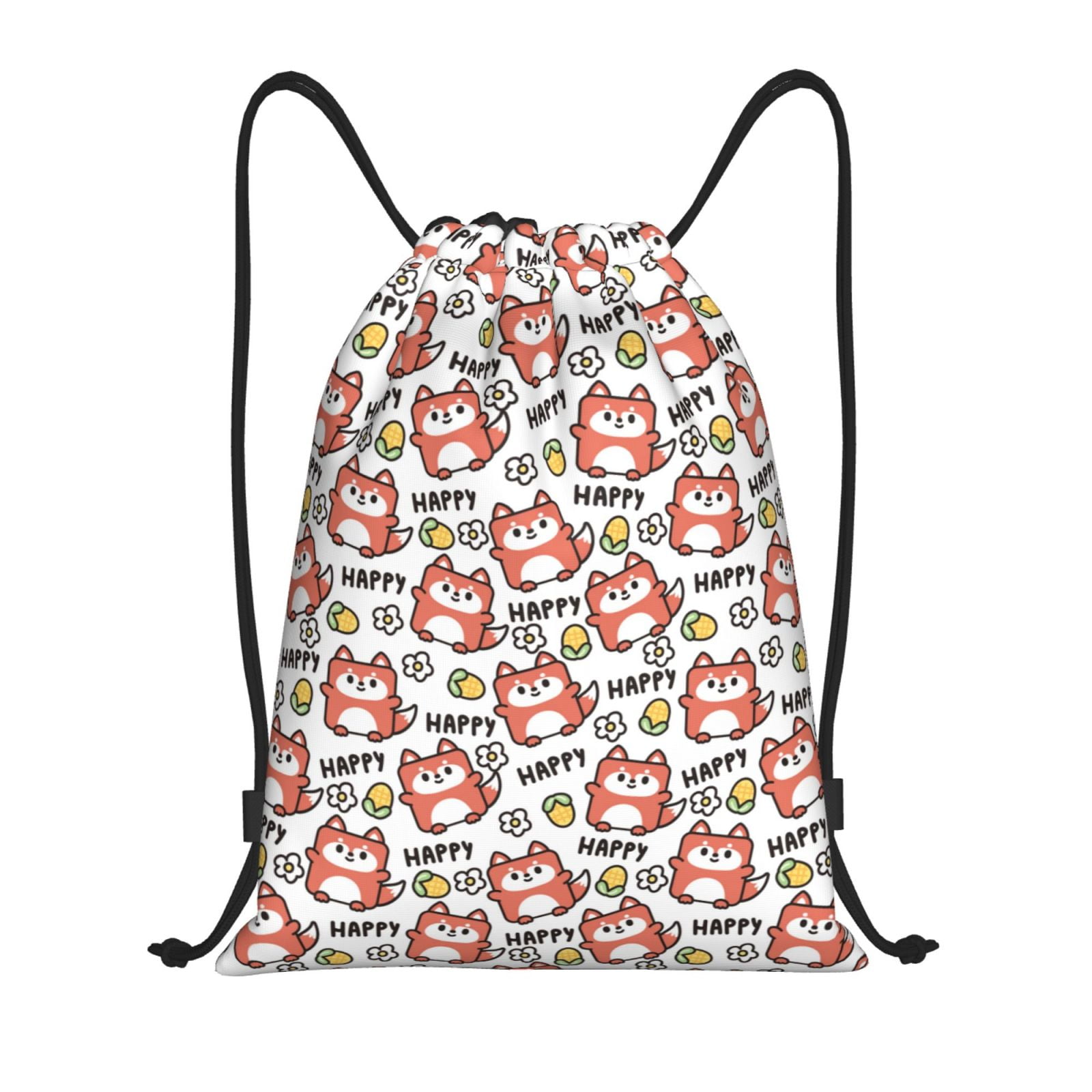 Rocae Happy Foxy Faces for Gym Bag Drawstring Bags Gym Backpack for Gym ...