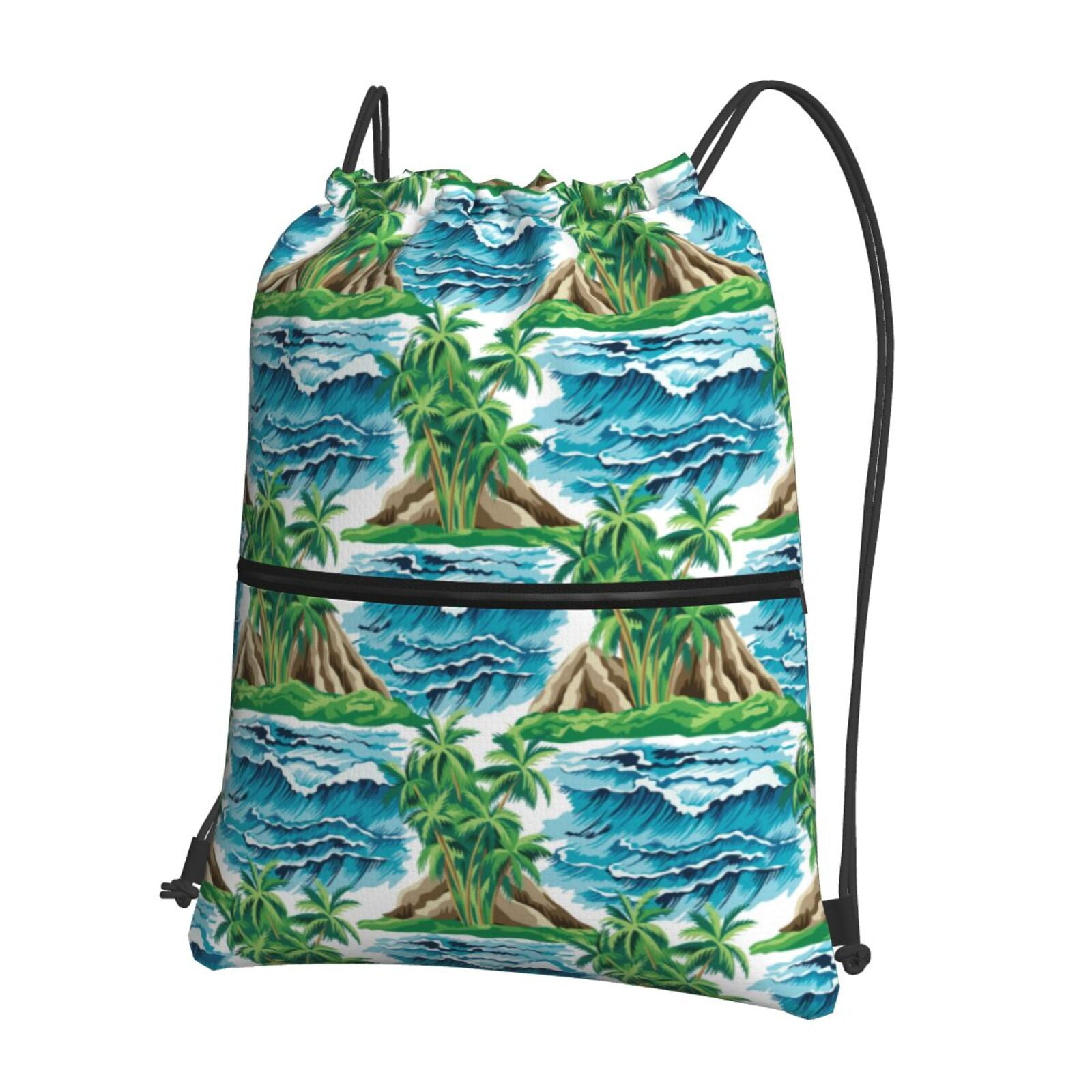 Rocae Hawaii Palms for Drawstring zipper Backpack Gym Backpack Bag for ...