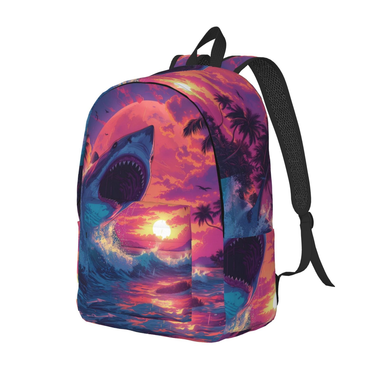 Rocae Hawaiian Island Beach Shark for Canvas College Laptop Backpack ...