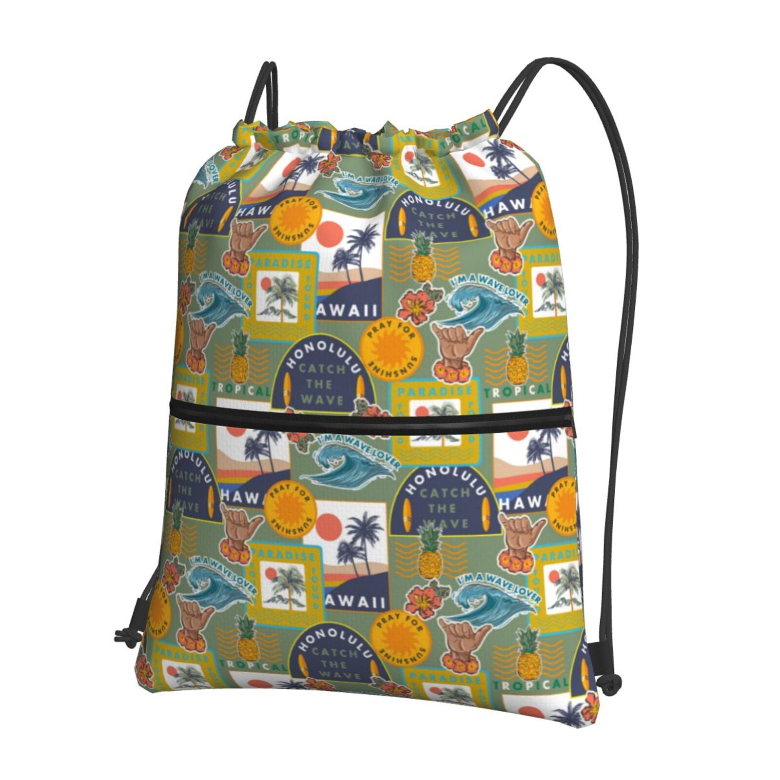Rocae Hawaiian Style for Drawstring zipper Backpack Gym Backpack Bag ...