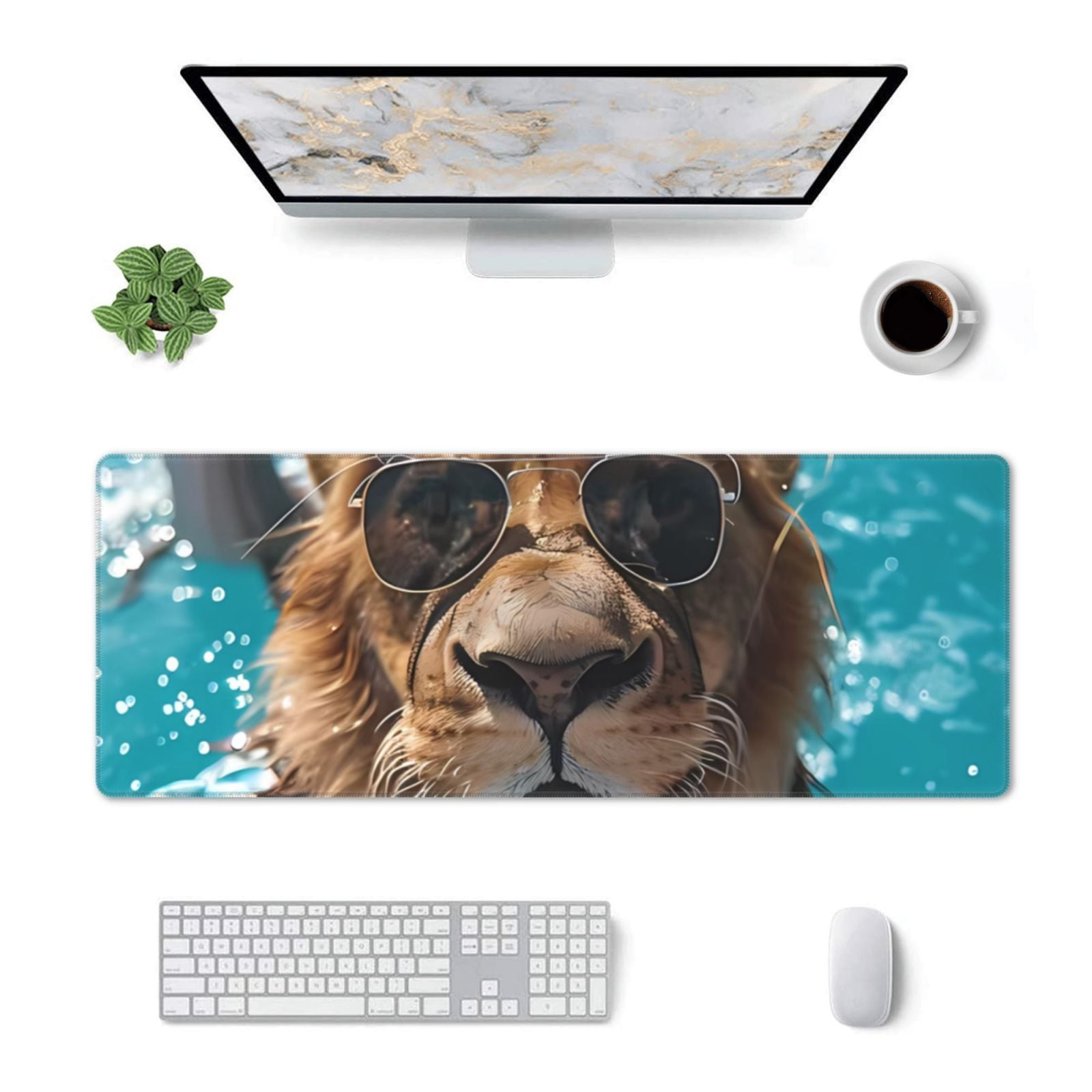 Rocae Hawaiian Swimming Lion for Gaming Mouse Pad, Mouse Pad Large ...