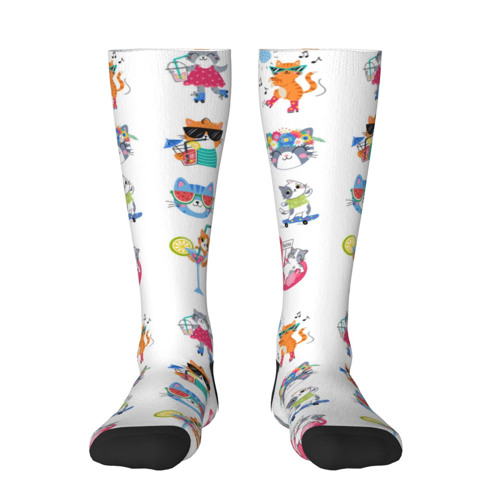 Rocae Hello Summer Cat for Novelty Casual compression Socks For Women ...
