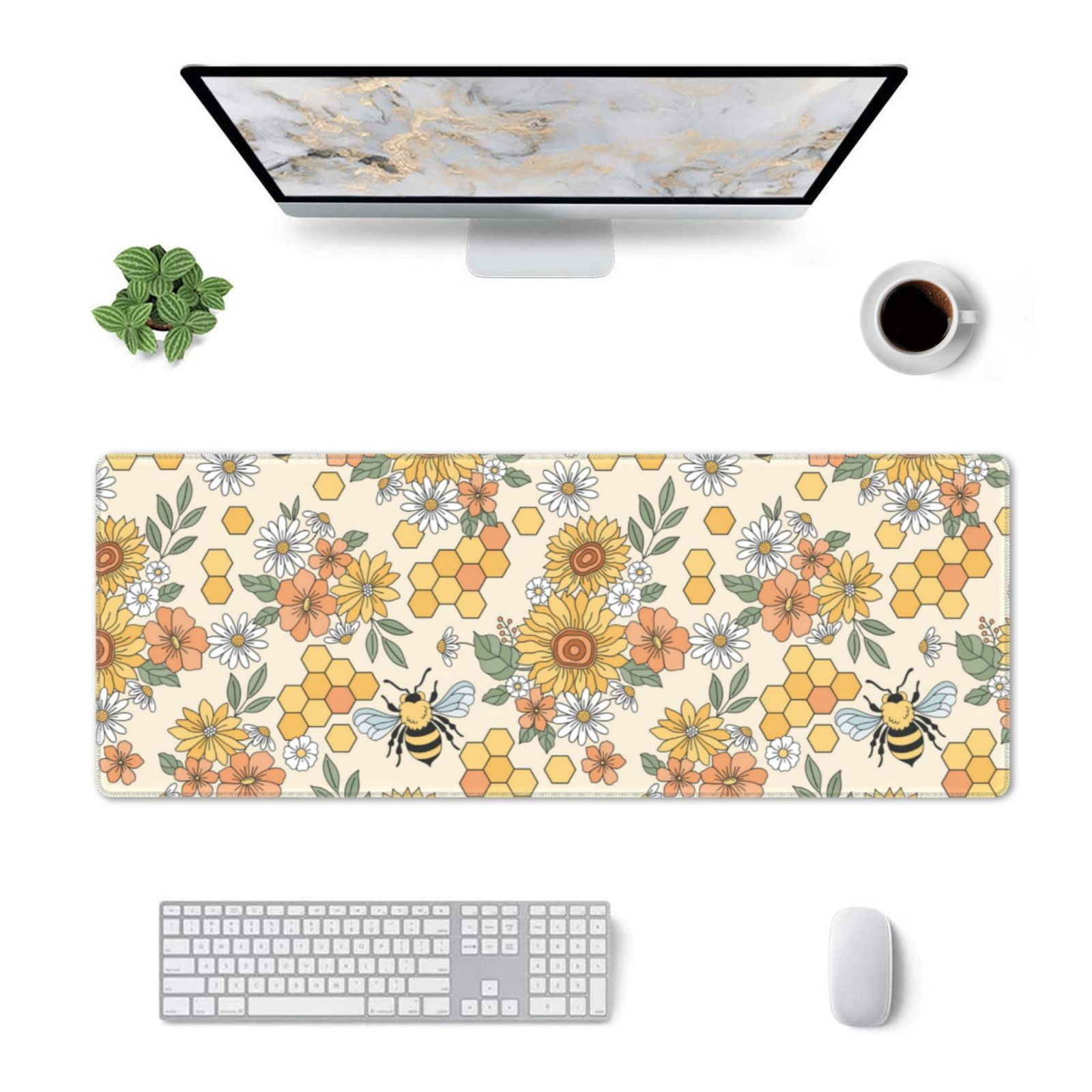 Rocae Hippie Bee Honeycomb for Gaming Mouse Pad, Mouse Pad Large ...