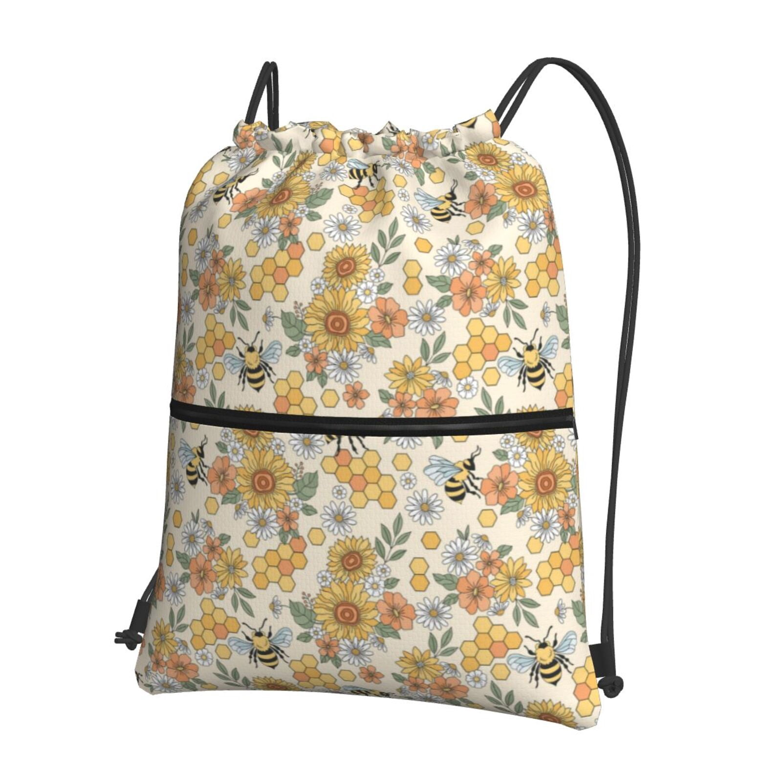 Rocae Hippie Bee Honeycomb for Drawstring zipper Backpack Gym Backpack ...