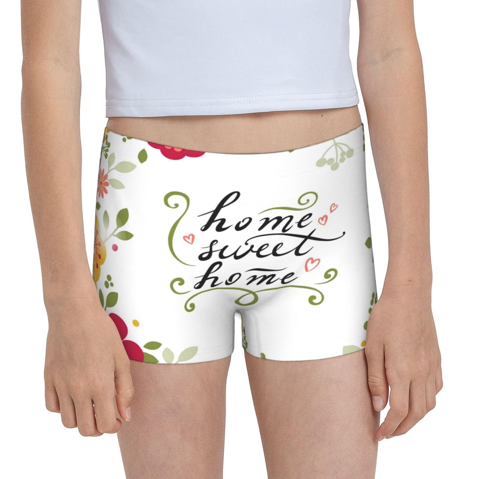 Rocae Home Sweet Home Floral for Girls' Cotton Boxer Briefs, Soft Mid ...