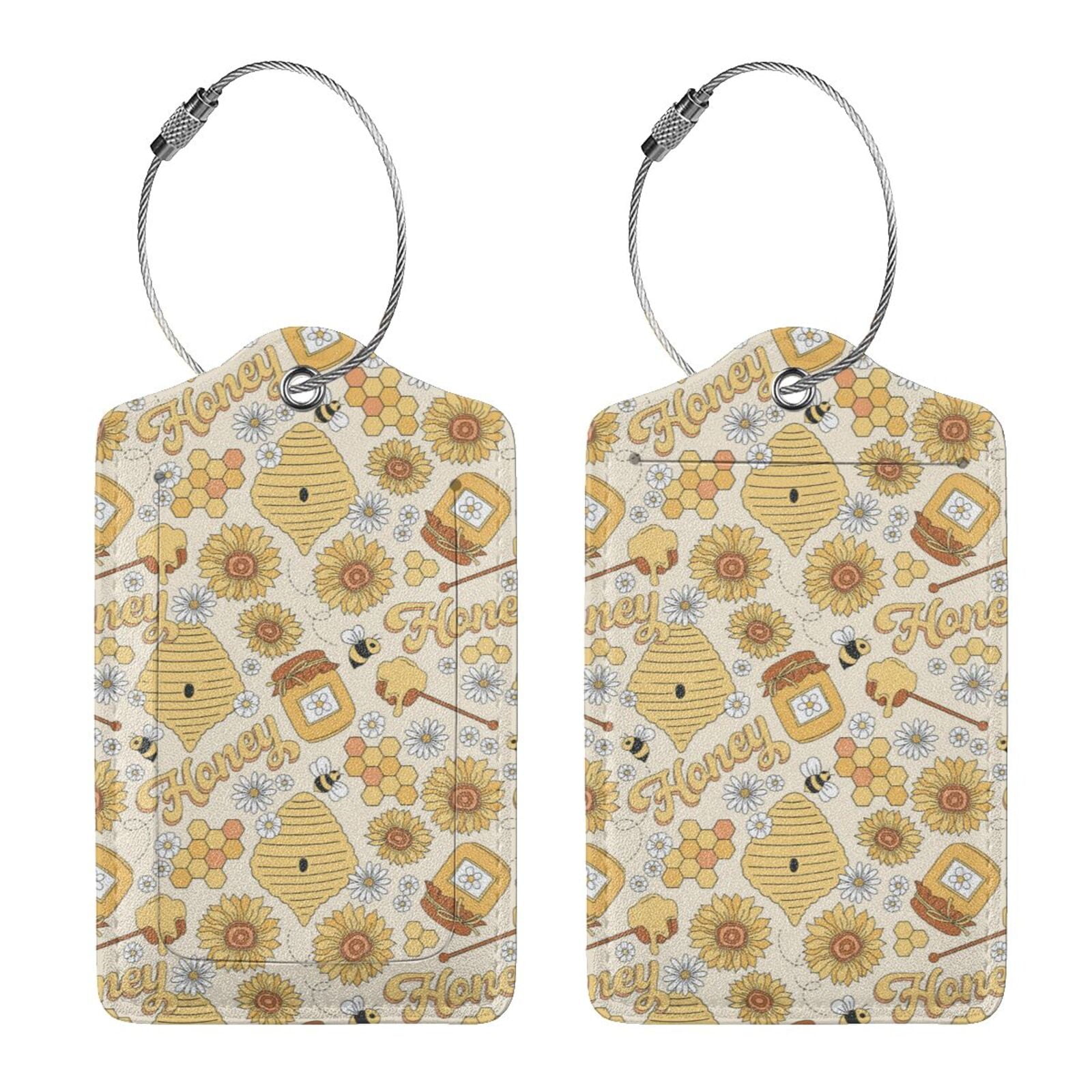 Rocae Honey Honeycomb for Leather Luggage Baggage Tags ID Label Privacy ...