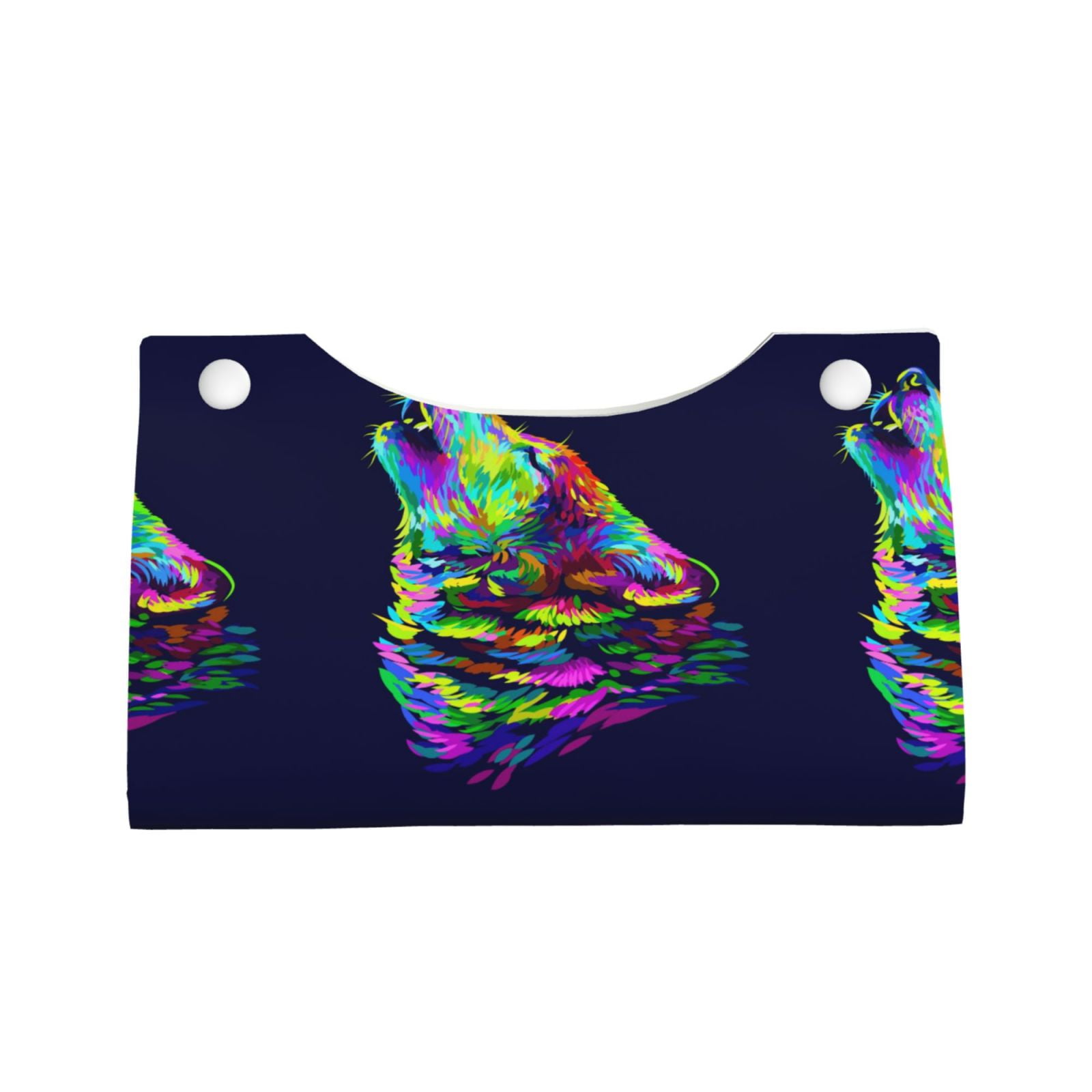 Rocae Howling Wolf Print Long Tissue Box Lid Durable Leather Tissue Box ...