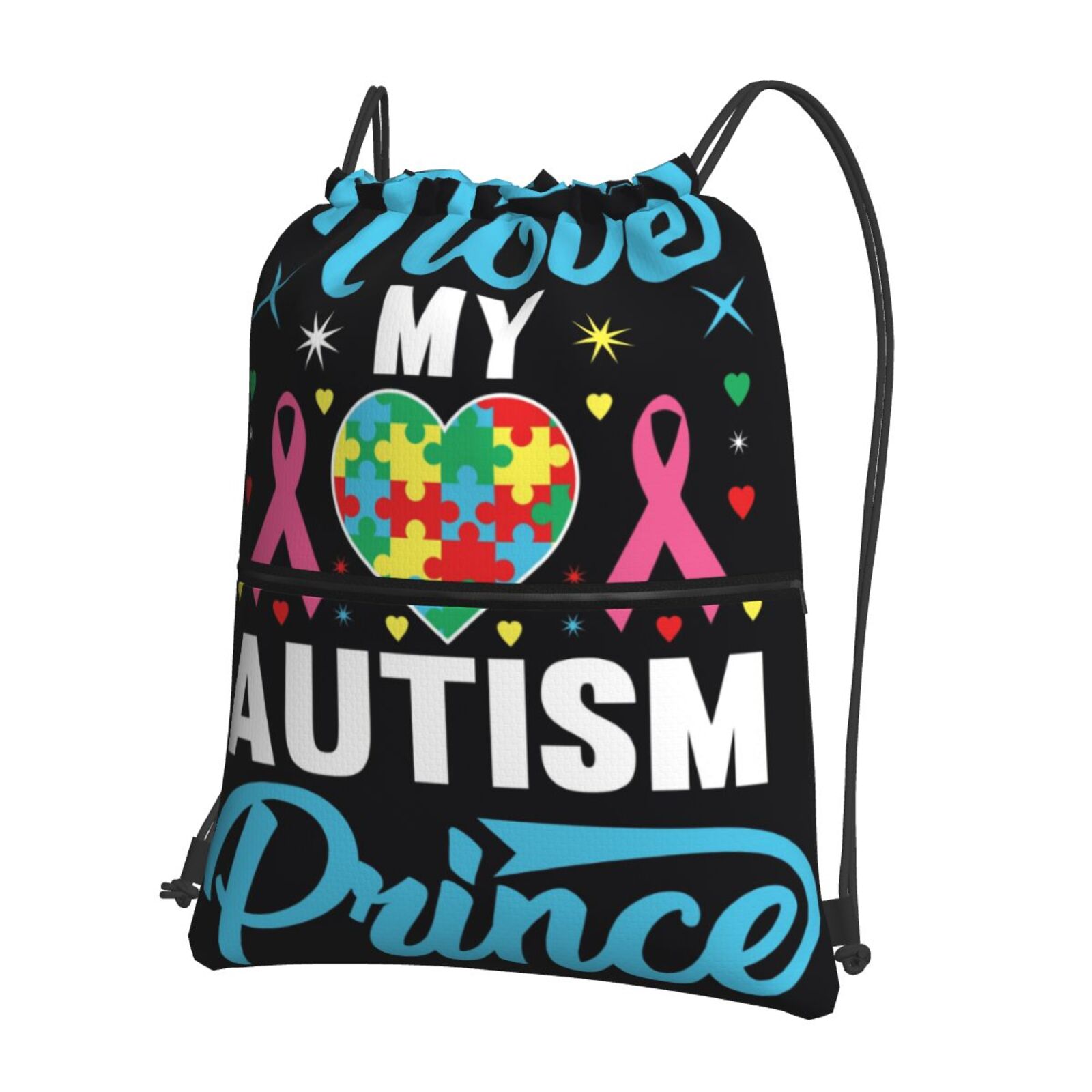 Rocae I Love My Autism for Drawstring zipper Backpack Gym Backpack Bag ...