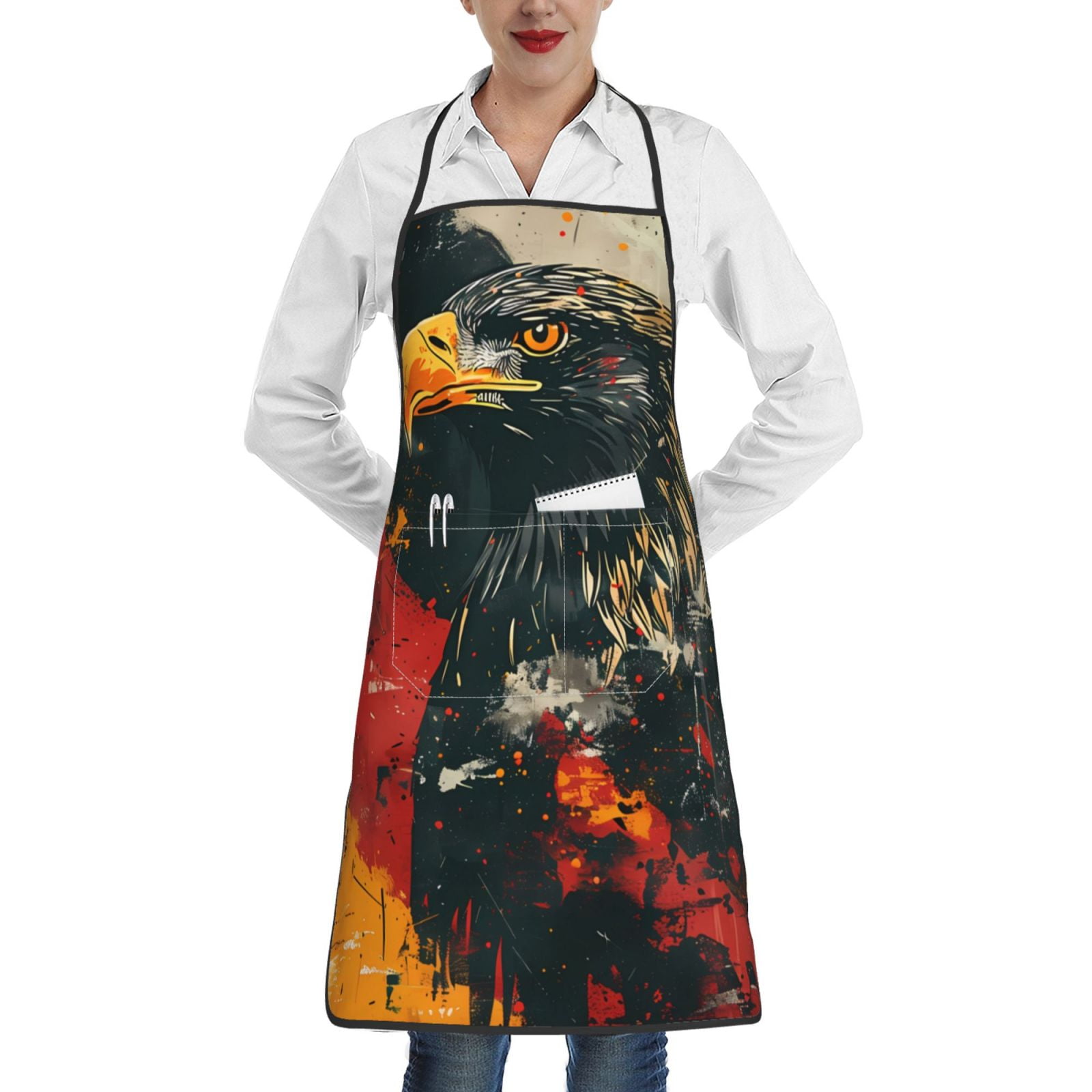 Rocae Ink Style Bald Eagle for Kitchen Aprons for Women Adjustable ...
