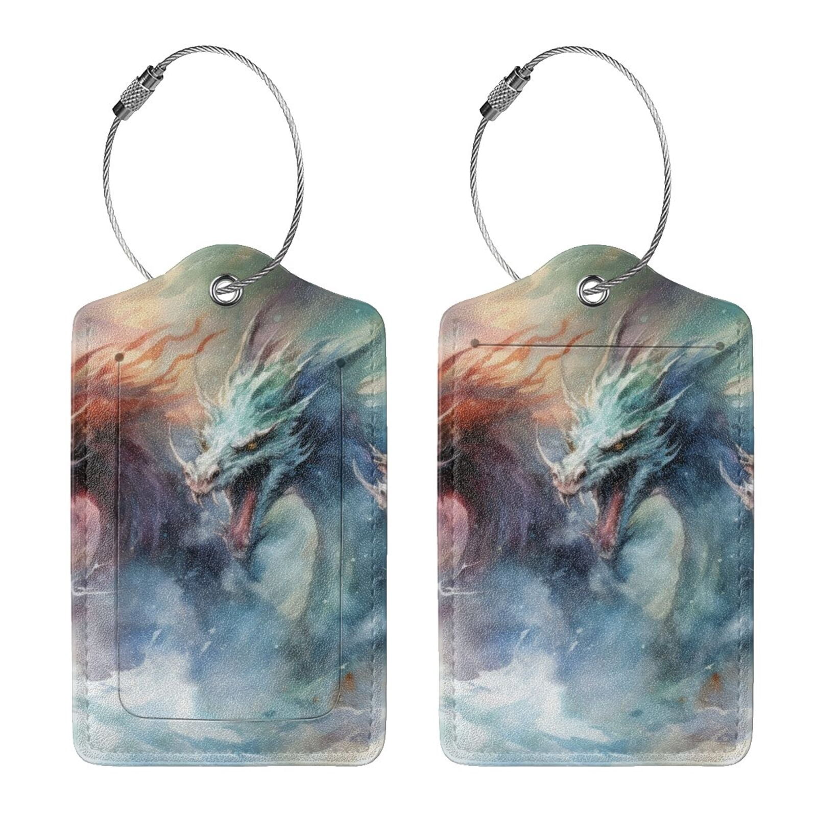 Rocae Ink Style Wave Dragon for Leather Luggage Baggage Tags ID Label ...