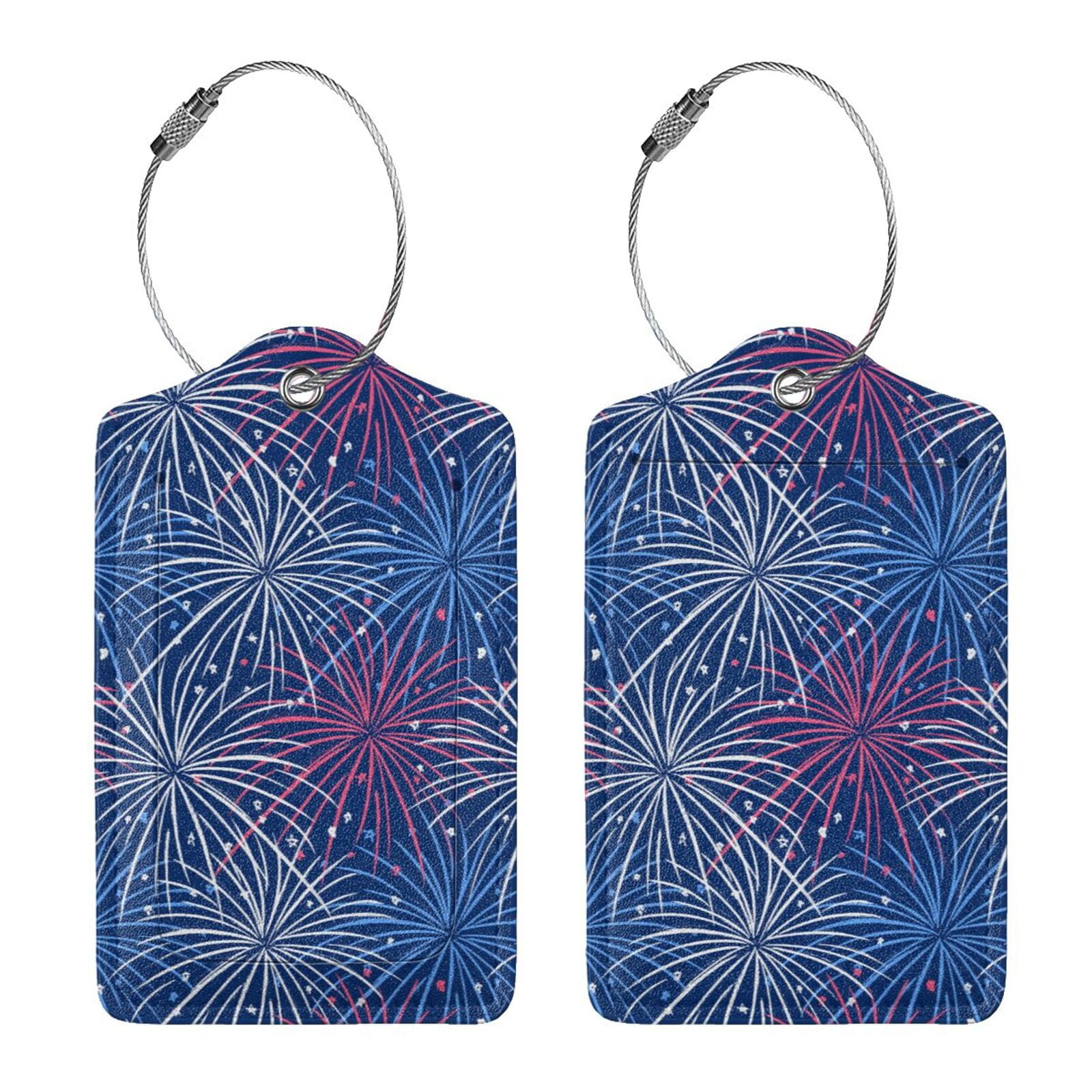 Rocae Ireworks In The Night Sky for Leather Luggage Baggage Tags ID ...