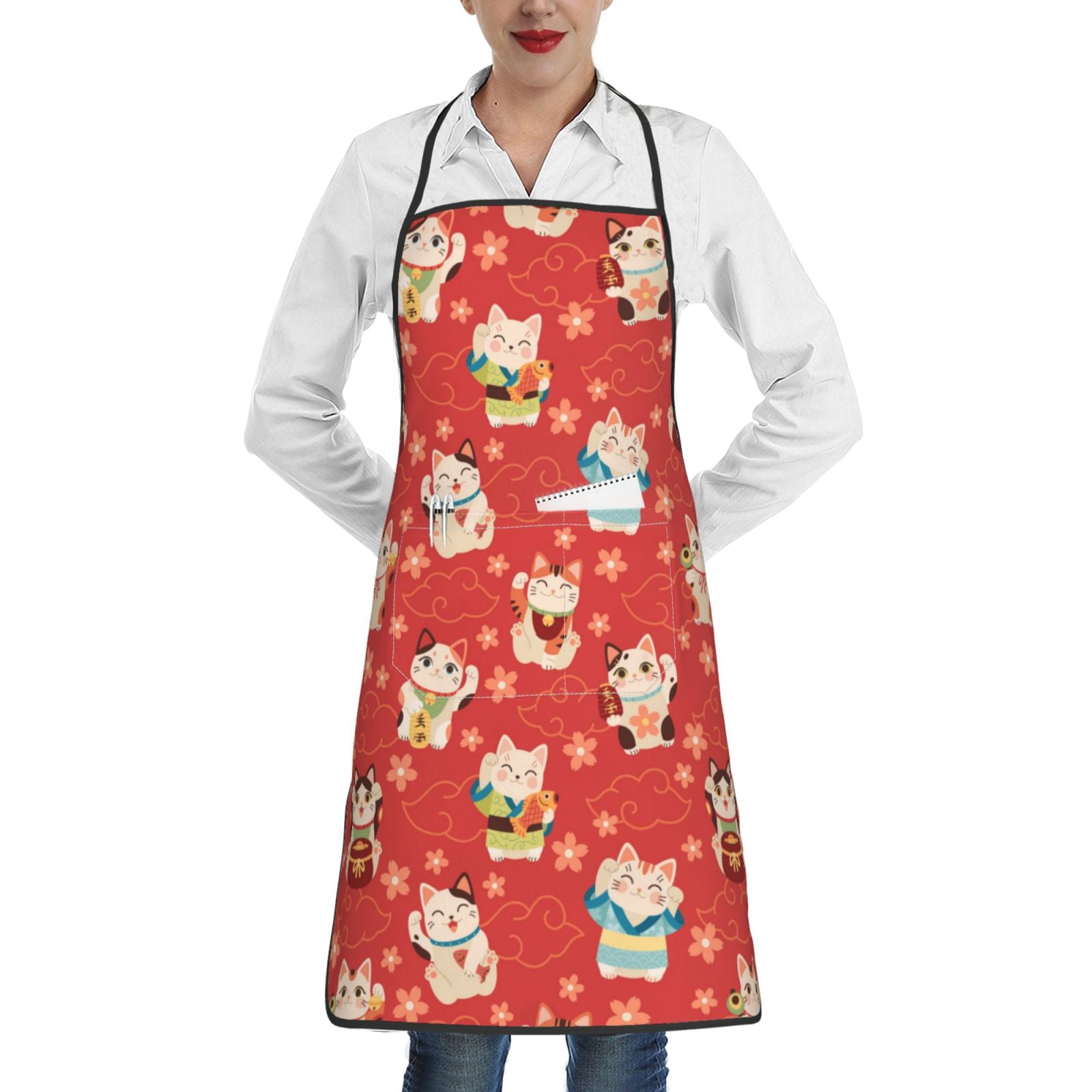 Rocae Japanese Maneki Cats for Kitchen Aprons for Women Adjustable ...
