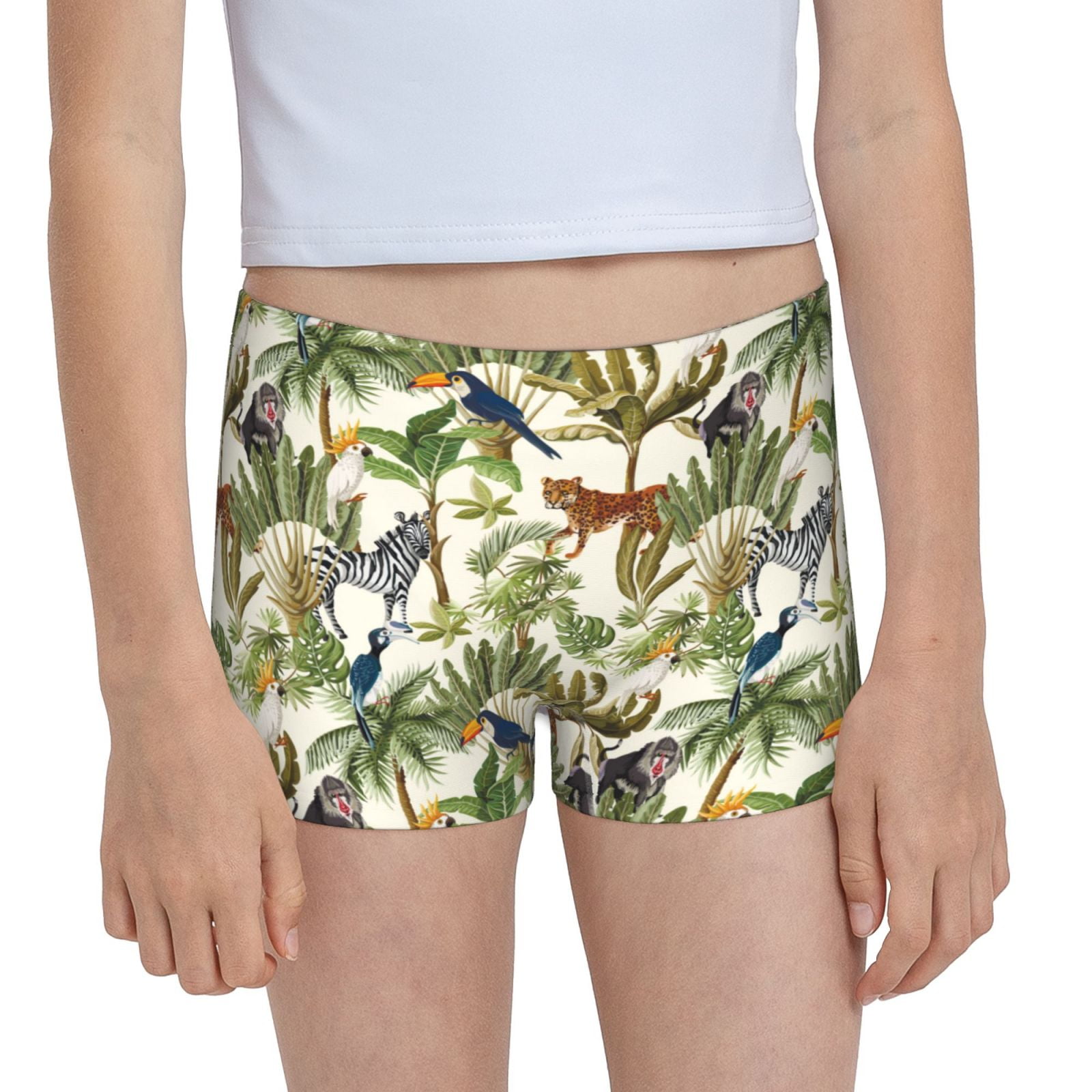 Rocae Jungle Animals for Girls' Cotton Boxer Briefs, Soft Mid-rise ...