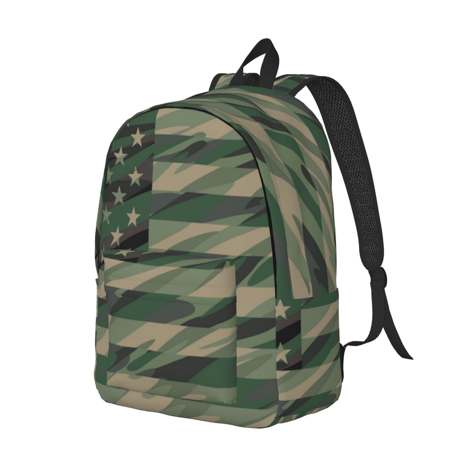 Rocae Jungle Green Camo USA Flag for Durable Canvas Backpack Leisure ...