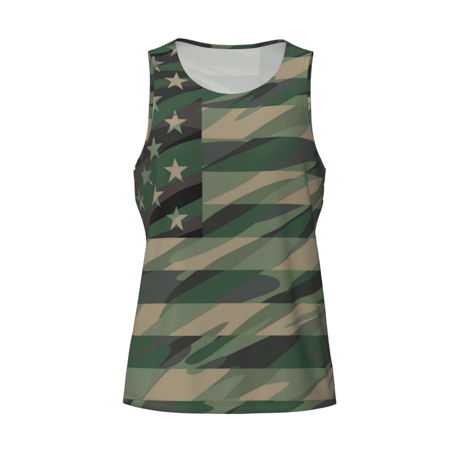 Rocae Jungle Green Camo USA Flag for Men's Workout Tank Top Men's ...