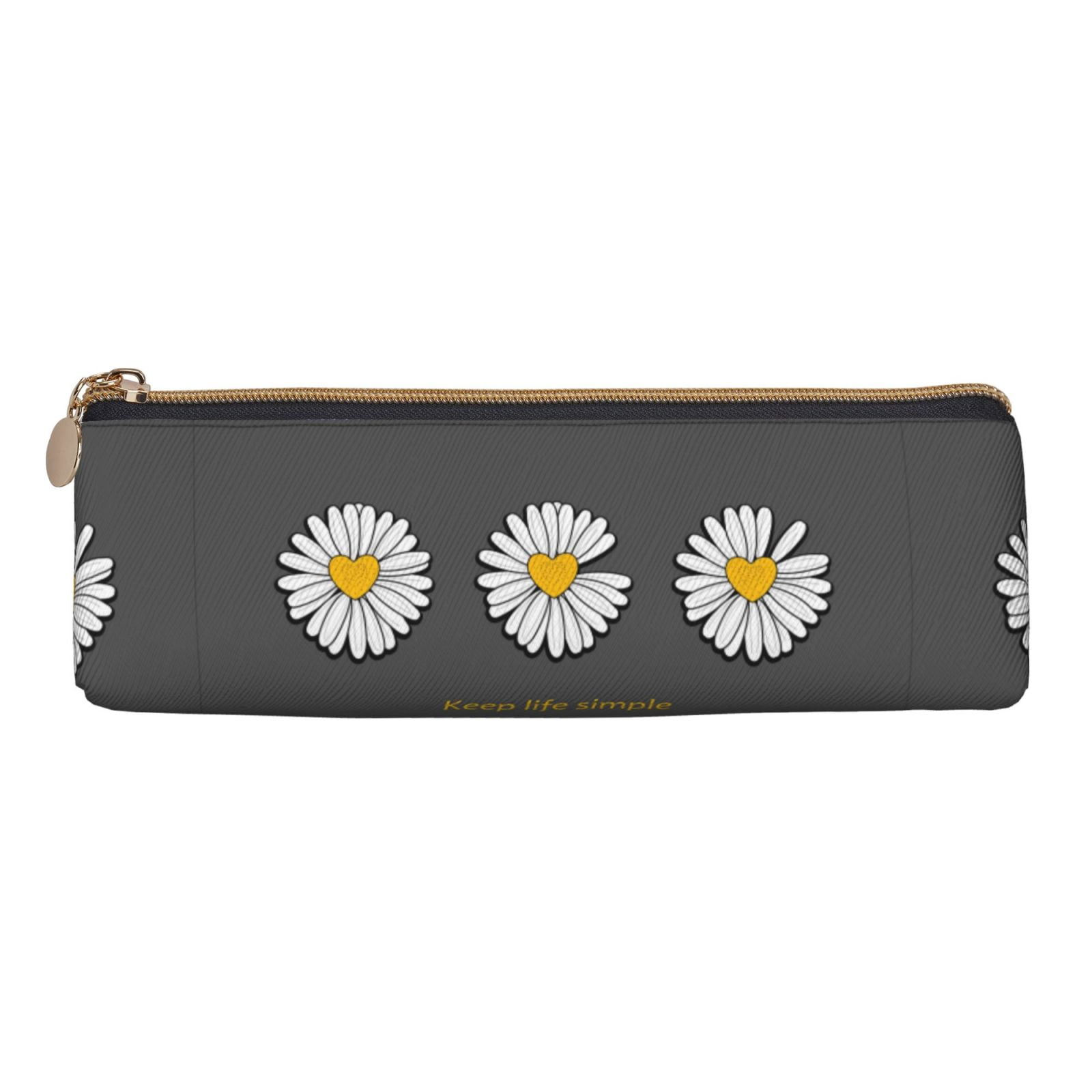 Rocae Keep Life Simple Daisy Flower for Leather Pencil Case - Zippered ...