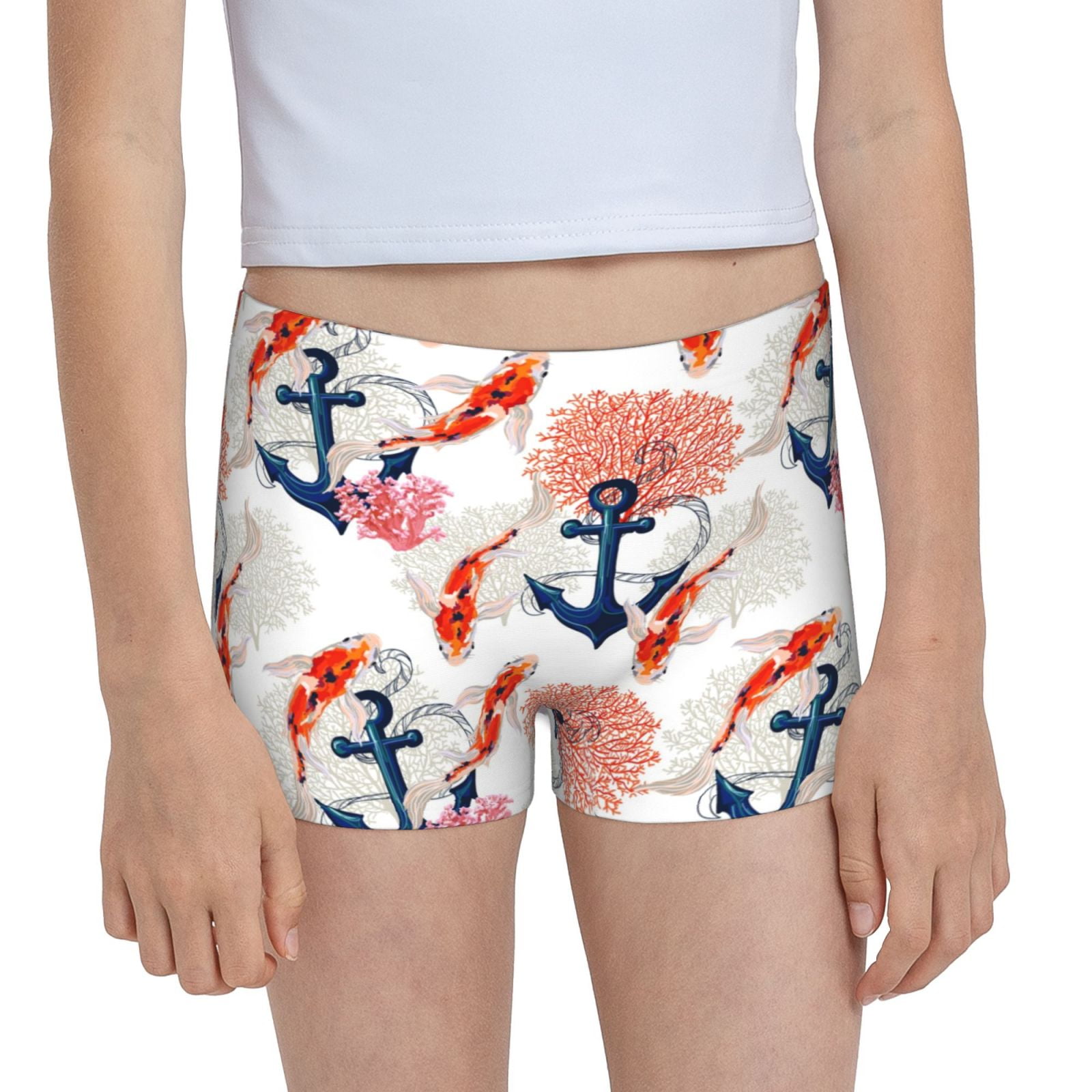 Rocae Koi Fish And Corals for Girls' Cotton Boxer Briefs, Soft Mid-rise ...