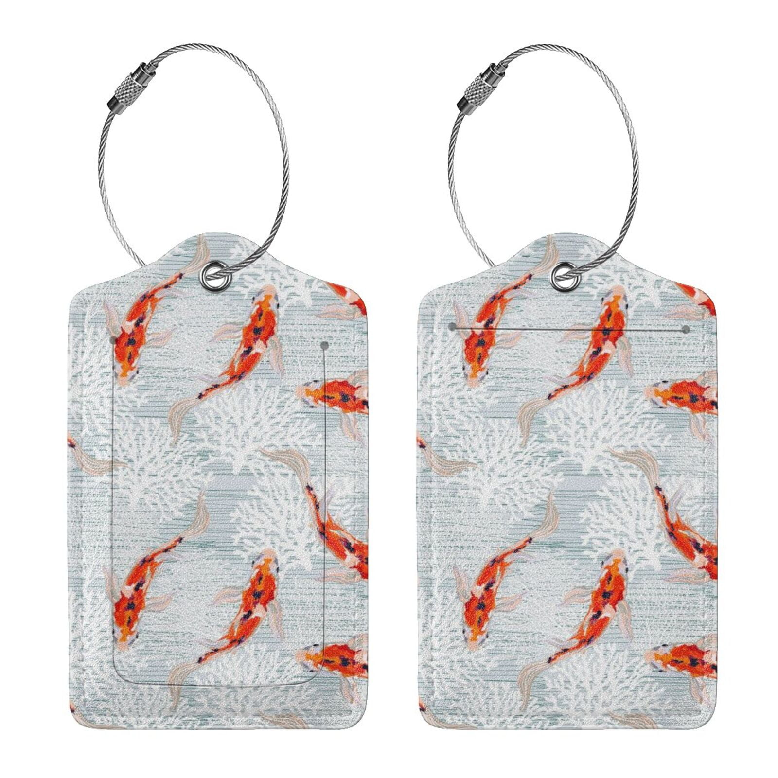 Rocae Koi Fish Corals,Spring Summer for Leather Luggage Baggage Tags ID ...