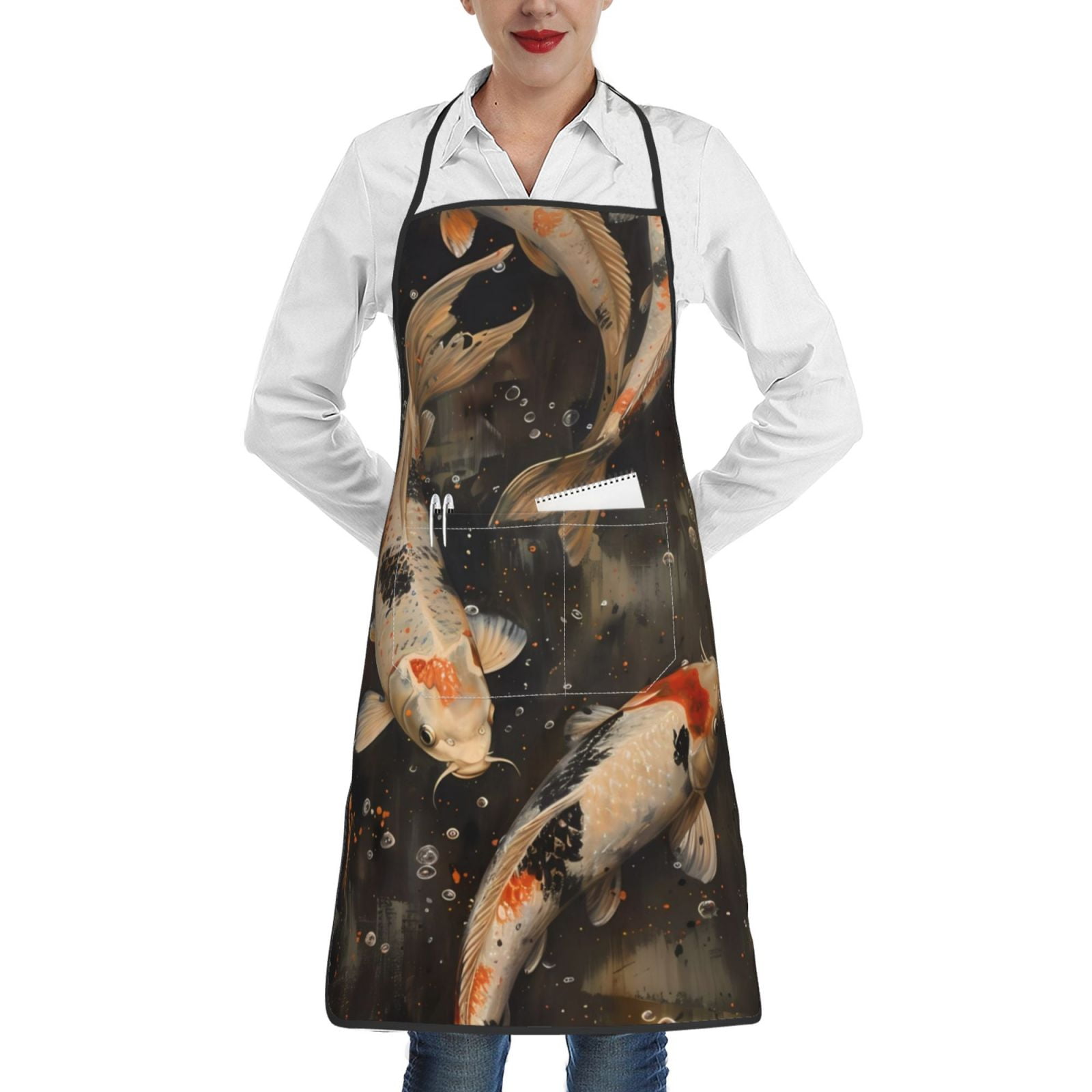 Rocae Koi Fish Tranquility for Kitchen Aprons for Women Adjustable ...