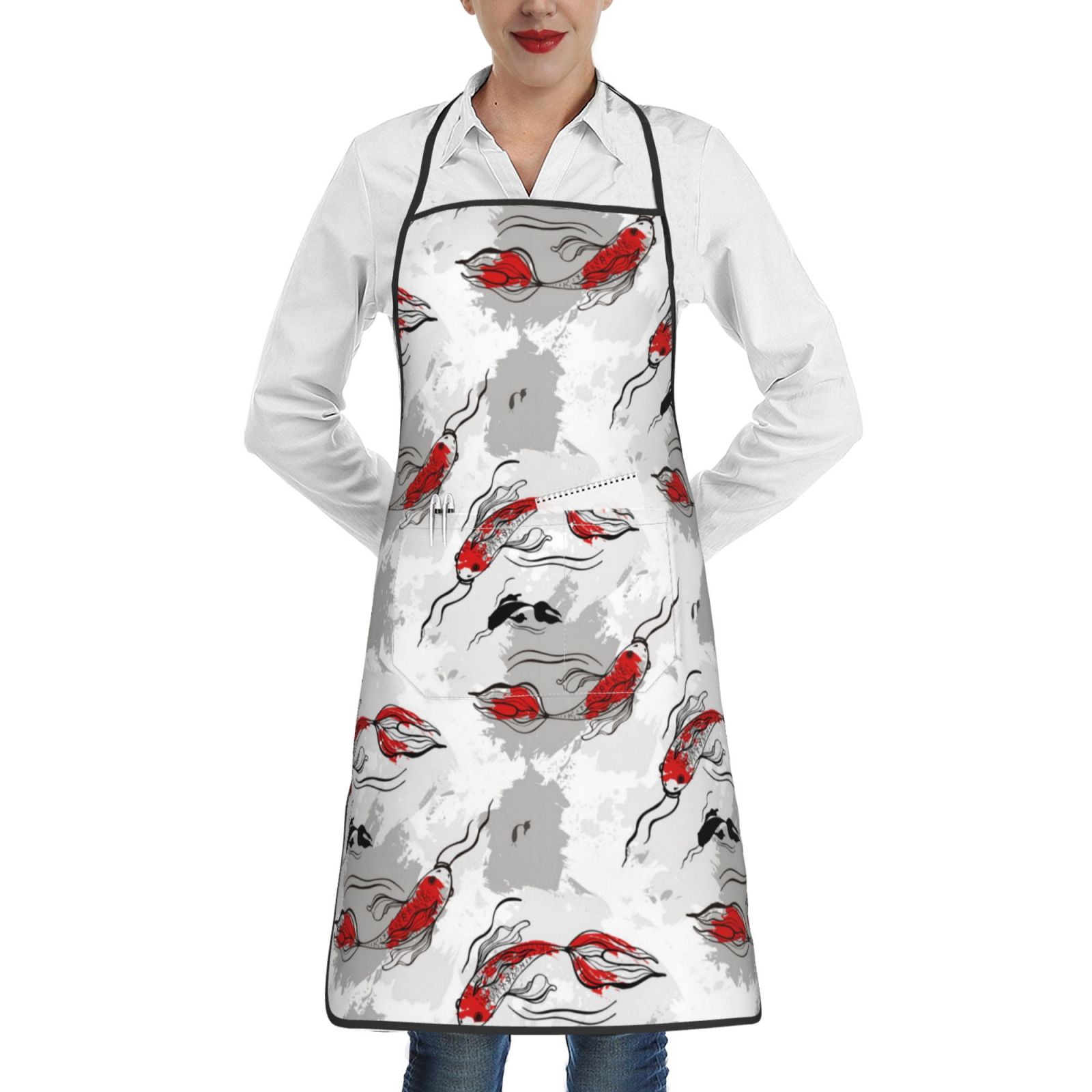 Rocae Koi Fish for Kitchen Aprons for Women Adjustable Cooking Kitchen ...