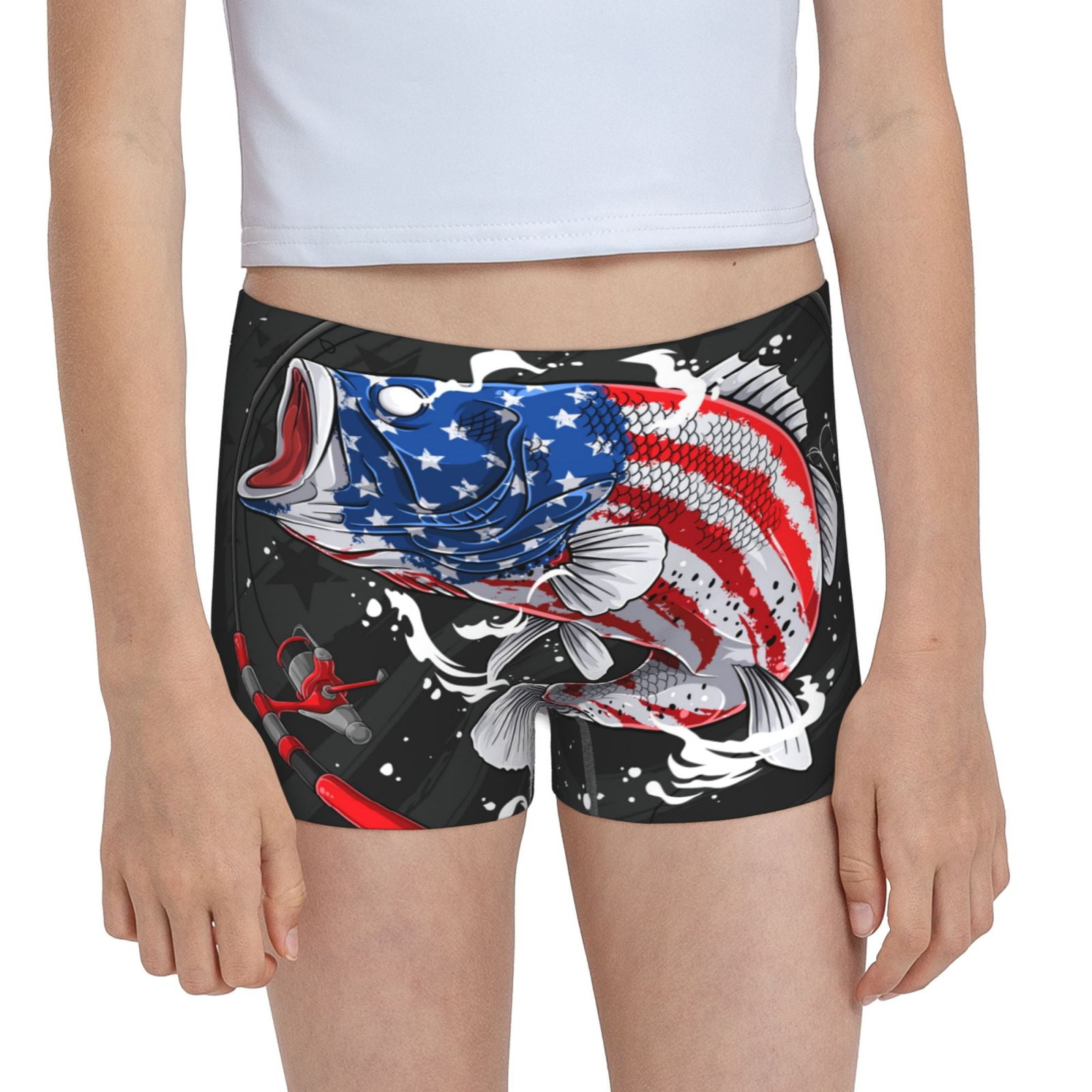 Rocae Largemouth Bass Fish in USA for Girls' Cotton Boxer Briefs, Soft ...