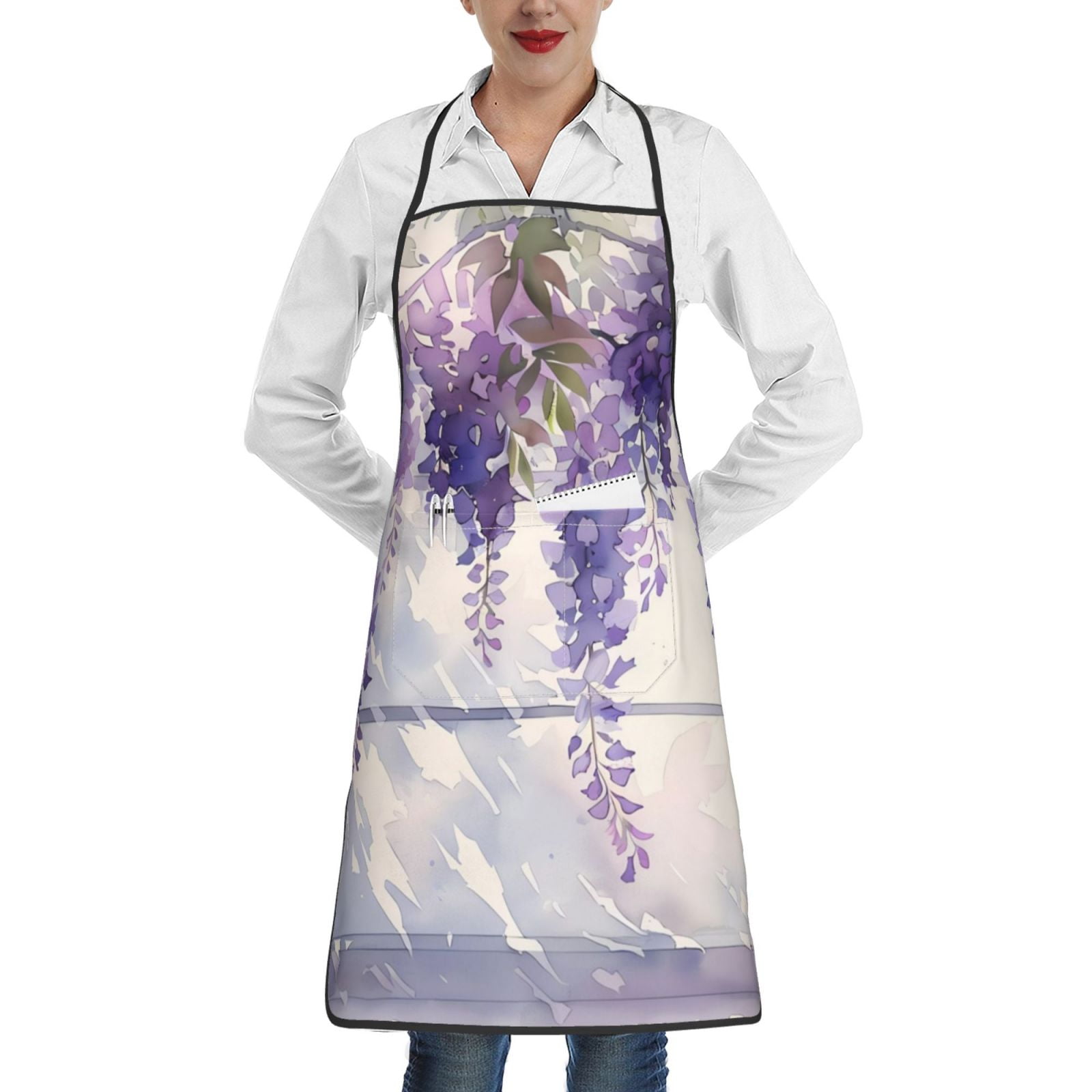 Rocae Lavender Blooms Window for Kitchen Aprons for Women Adjustable ...