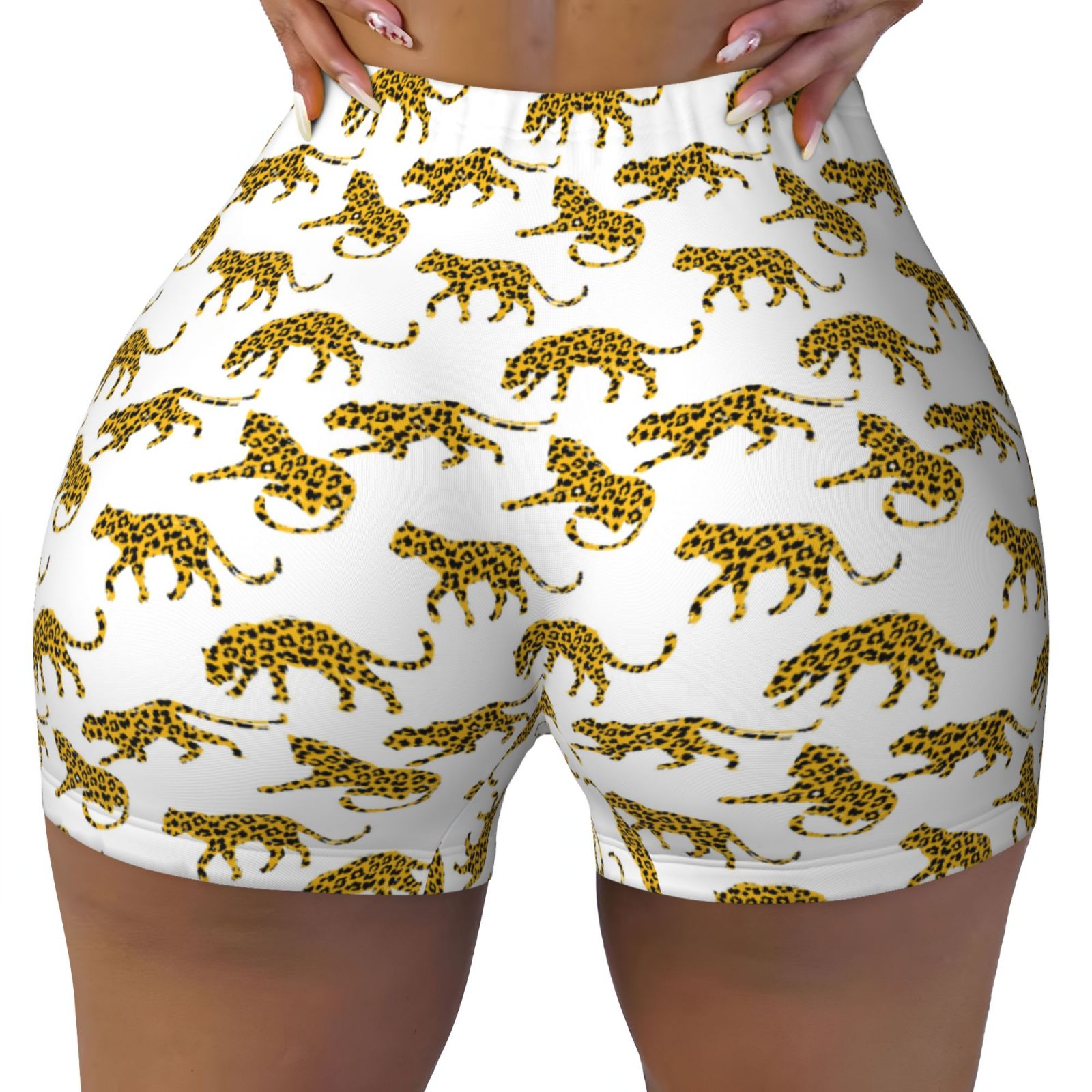 Rocae Leopard Print for Women's Quick-Dry Running Shorts,Ladies Active ...