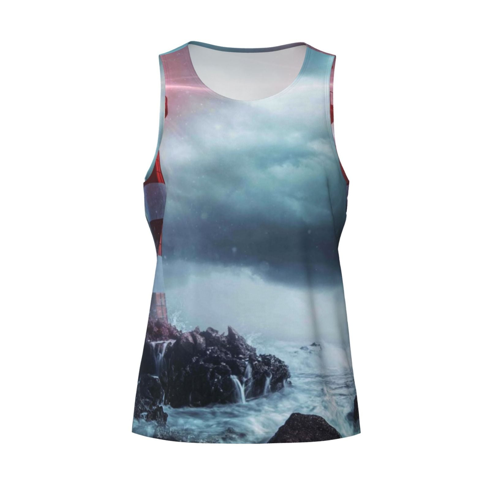 Rocae Lighthouse in a Stormy Sea for Men's Workout Tank Top Men's ...
