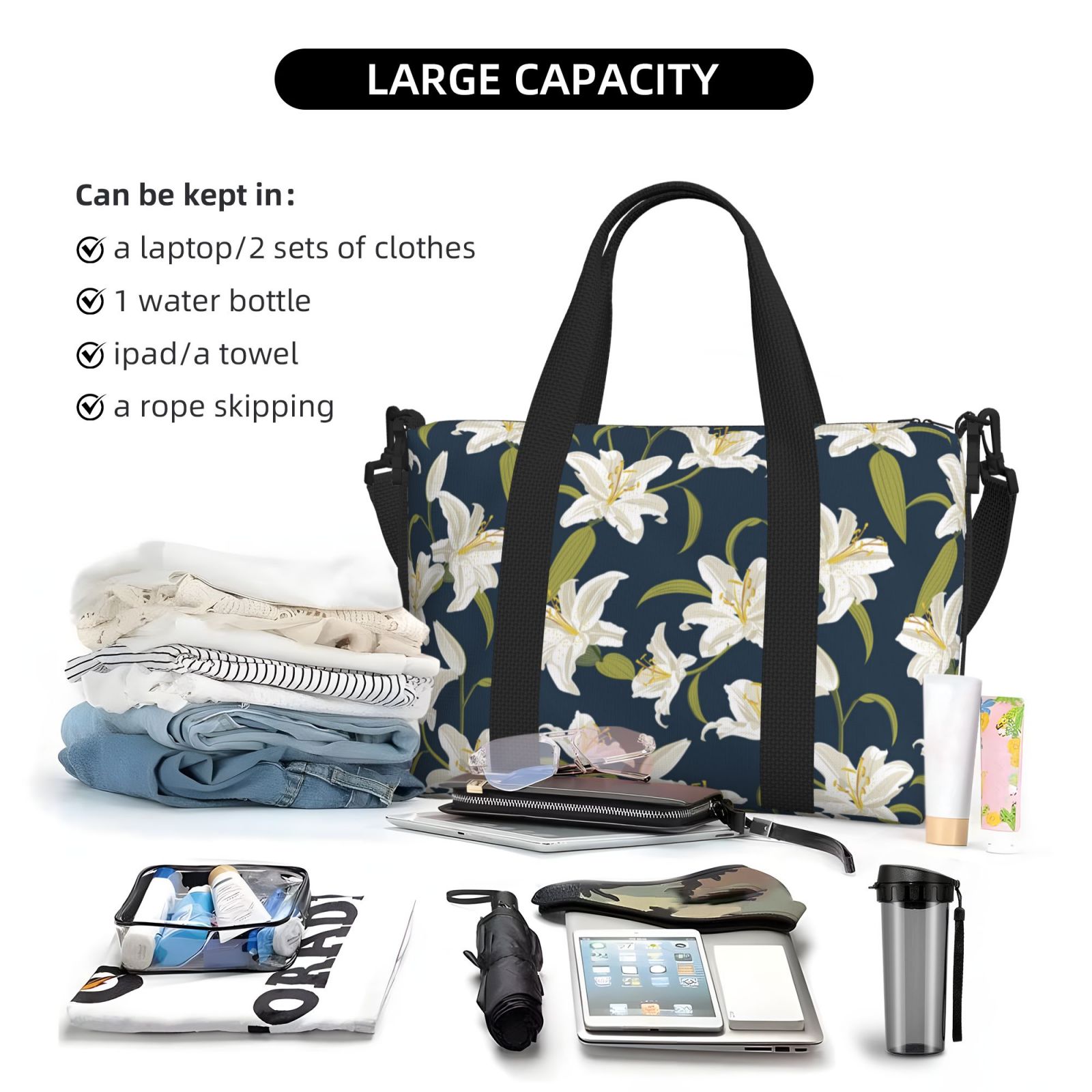 Rocae Lilies Flowers for Travel Shoulder Bag Top Handle Handbag with ...