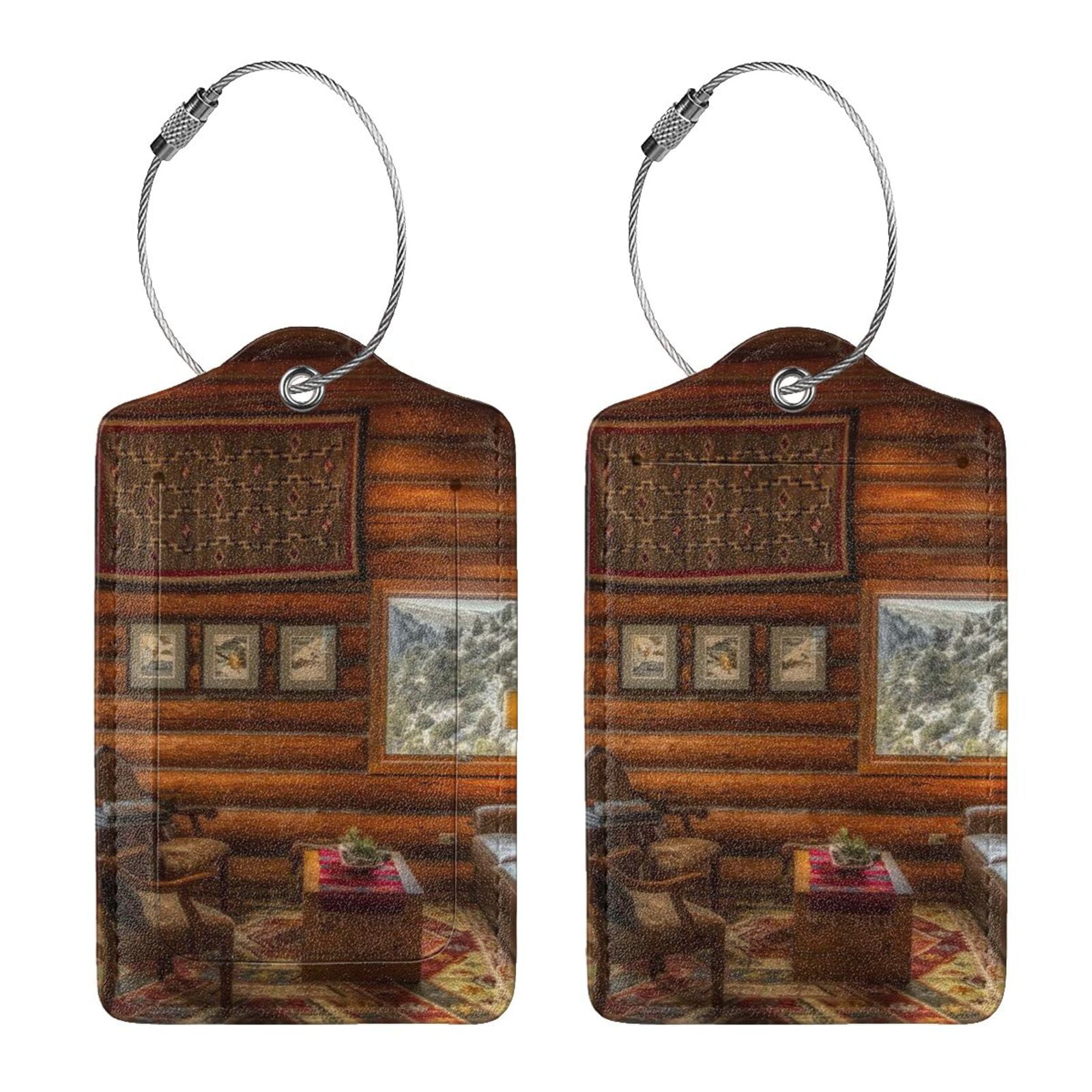 Rocae Log Cabin Inside for Leather Luggage Baggage Tags ID Label ...