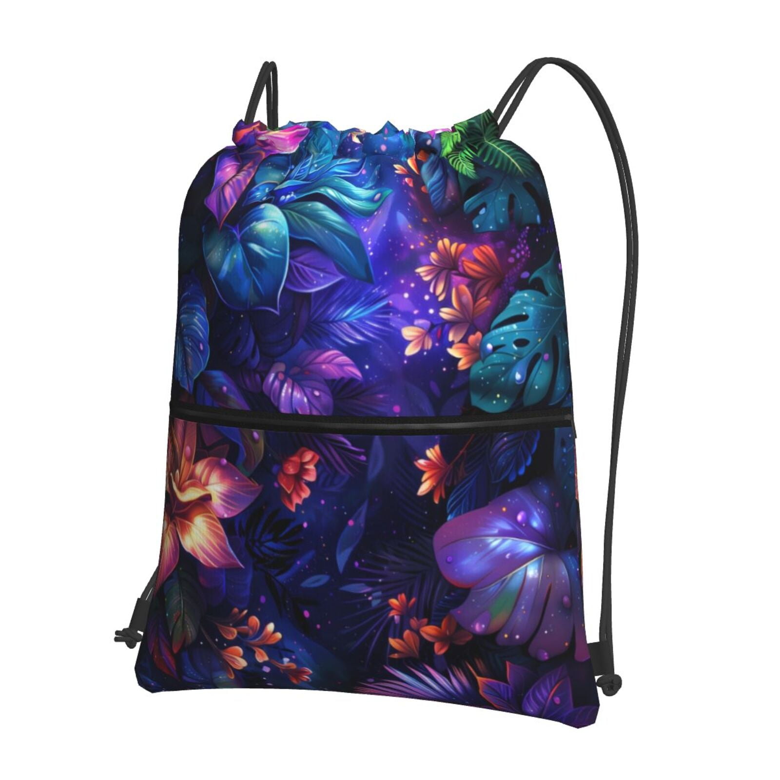Rocae Magic Colorful Forest Leaves for Drawstring zipper Backpack Gym ...