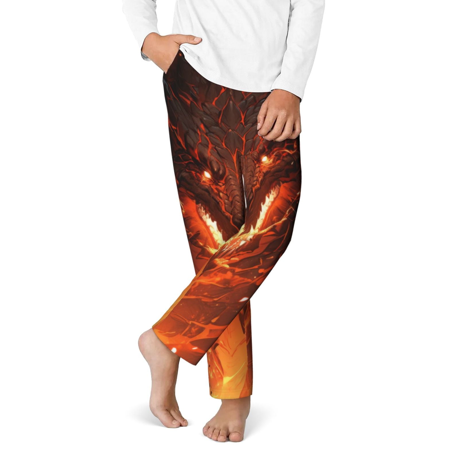 Rocae Magma Fire Black Dragon for Teenagers' Pajama Pants,Girls lounge pants,Perfect for Home ...